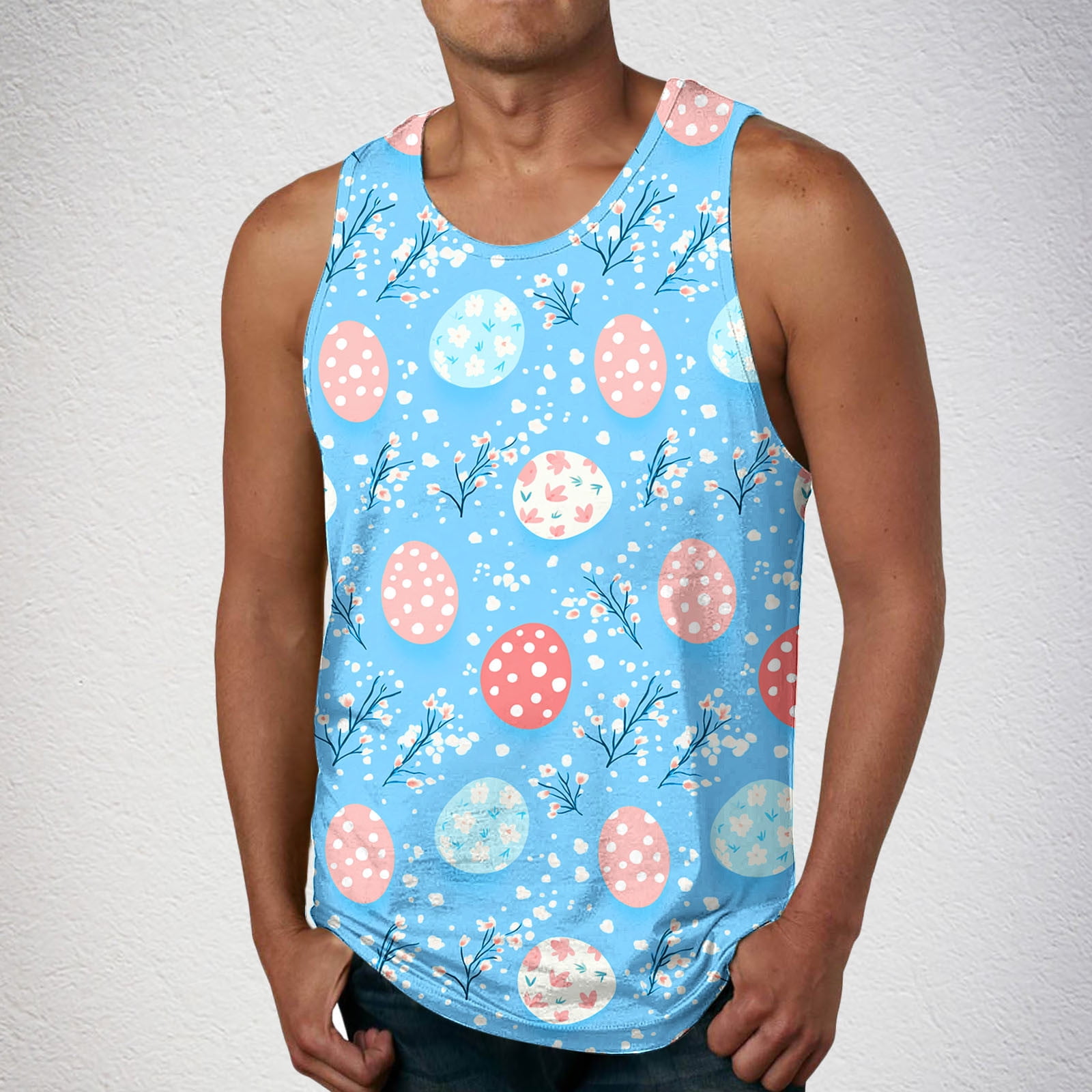 cllios Mens Graphic Tank Tops Happy Easter Tank Top for Men Funny Egg ...