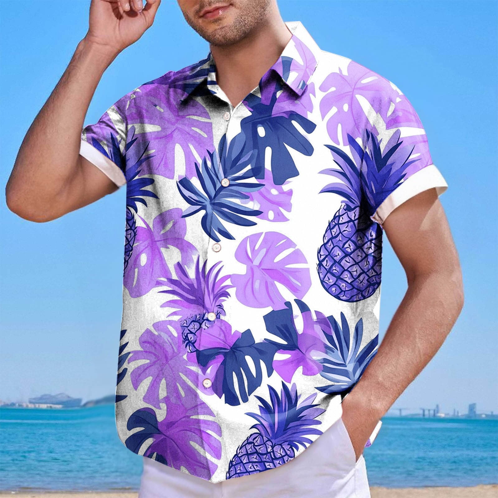 cllios Mens Hawaiian Shirts Big and Tall Tropical Beach Shirt for Men ...