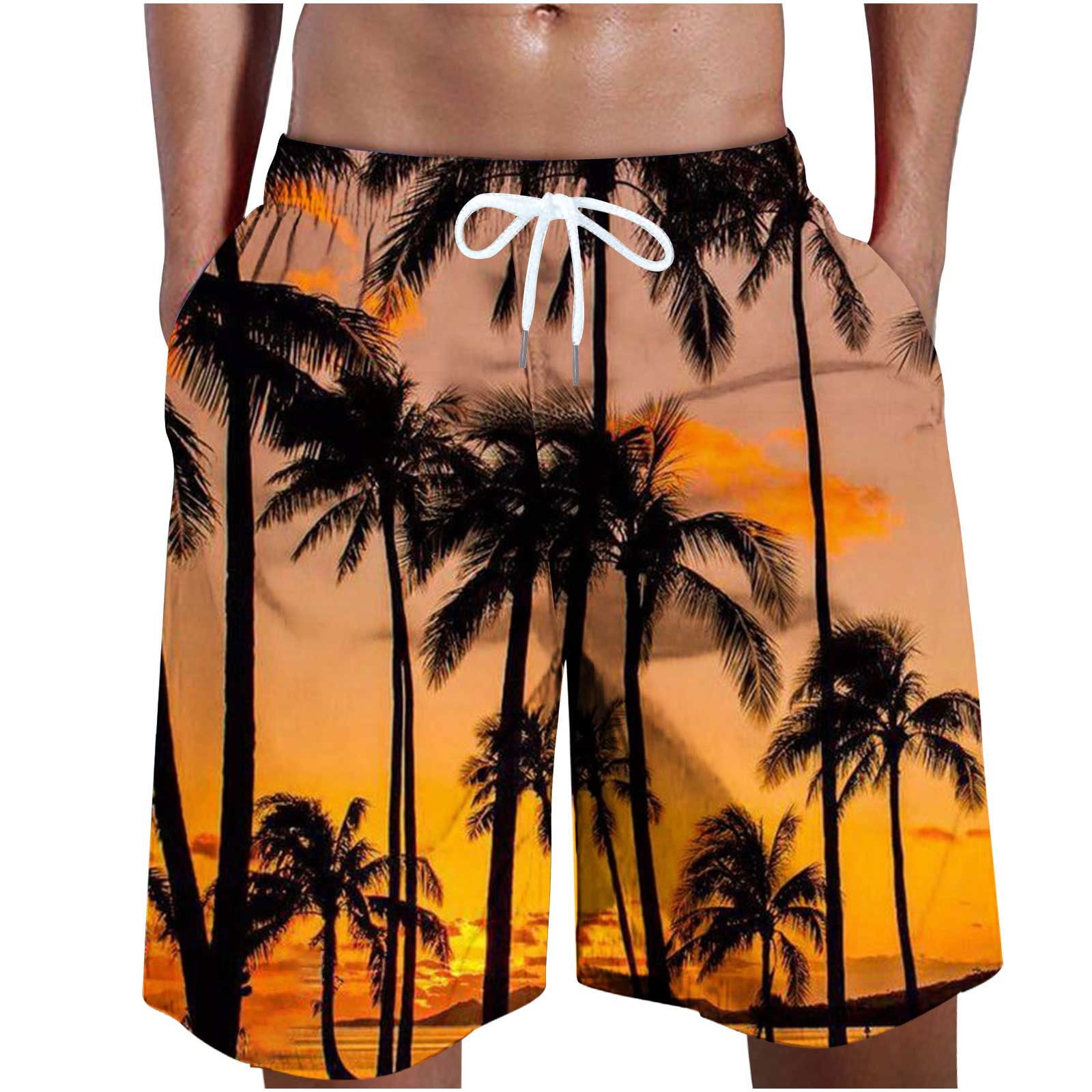 cllios Mens Hawaiian Shorts Summer Tropical Swim Trunks Big and Tall ...