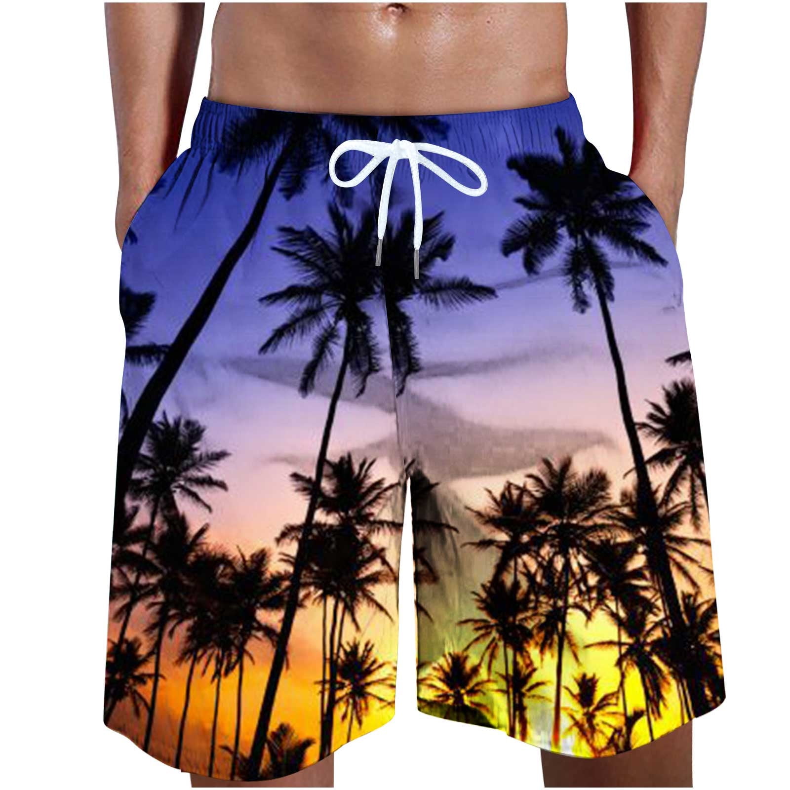 cllios Mens Hawaiian Shorts Summer Tropical Swim Trunks Big and Tall ...