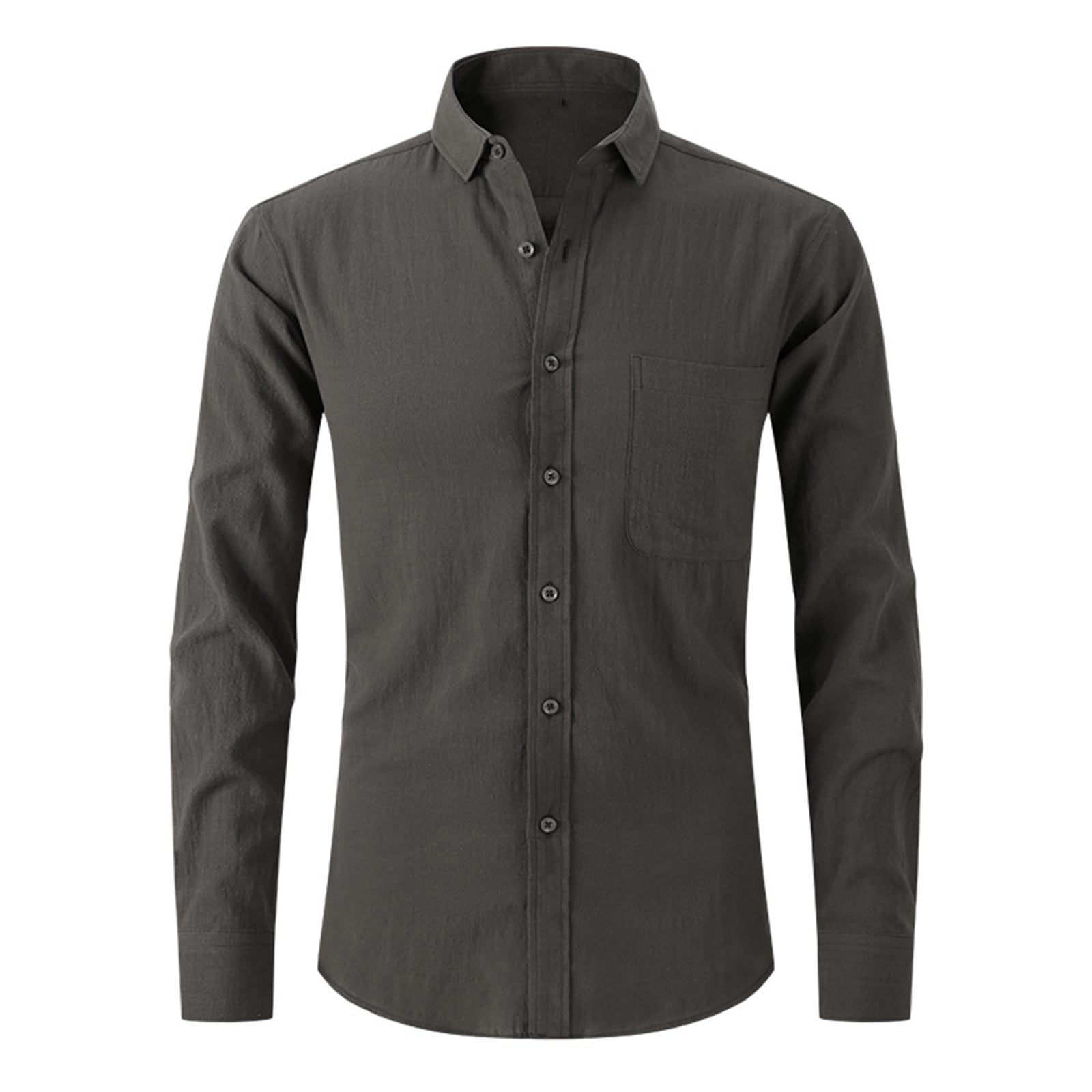 cllios Mens Long Sleeve Dress Shirts Lightweight Linen Tshirts Slim Fit ...