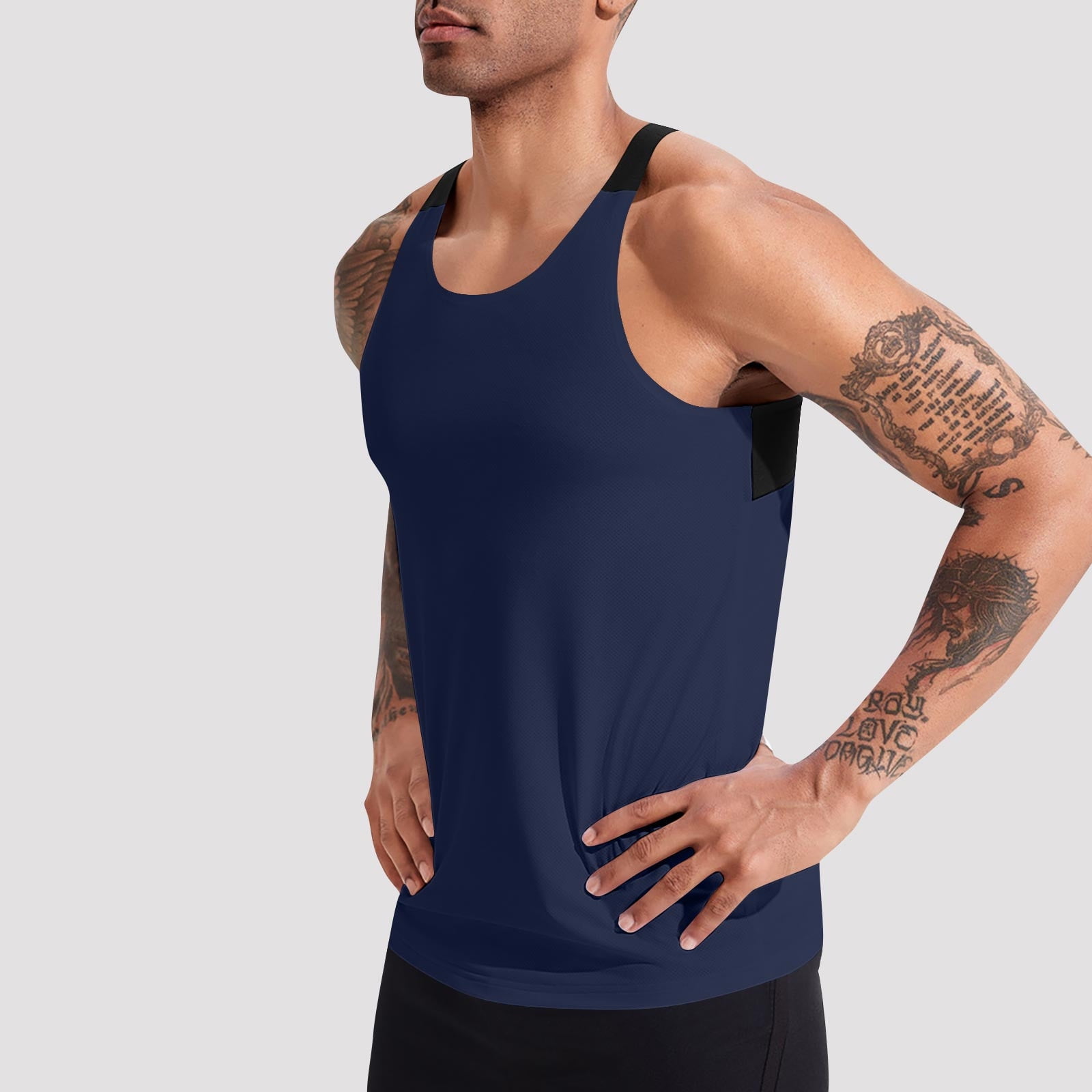 cllios Mens Quick Dry Tank Tops Racerback Muscle Tee Breathable Fitted Athletic Shirts ...