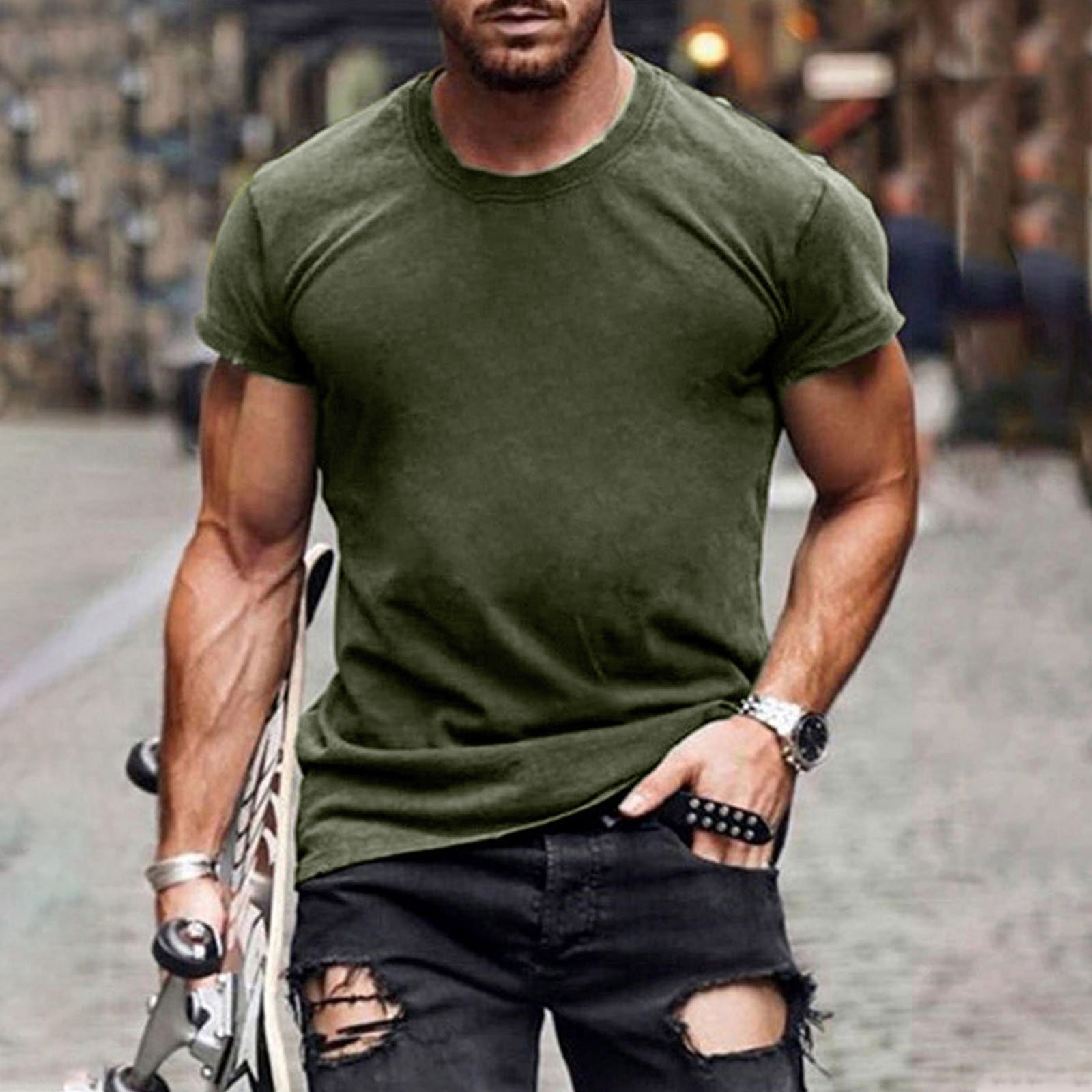 cllios Mens Shirts Short Sleeve, Men's Cotton Crewneck Short Sleeve T Shirts Lightweight ...