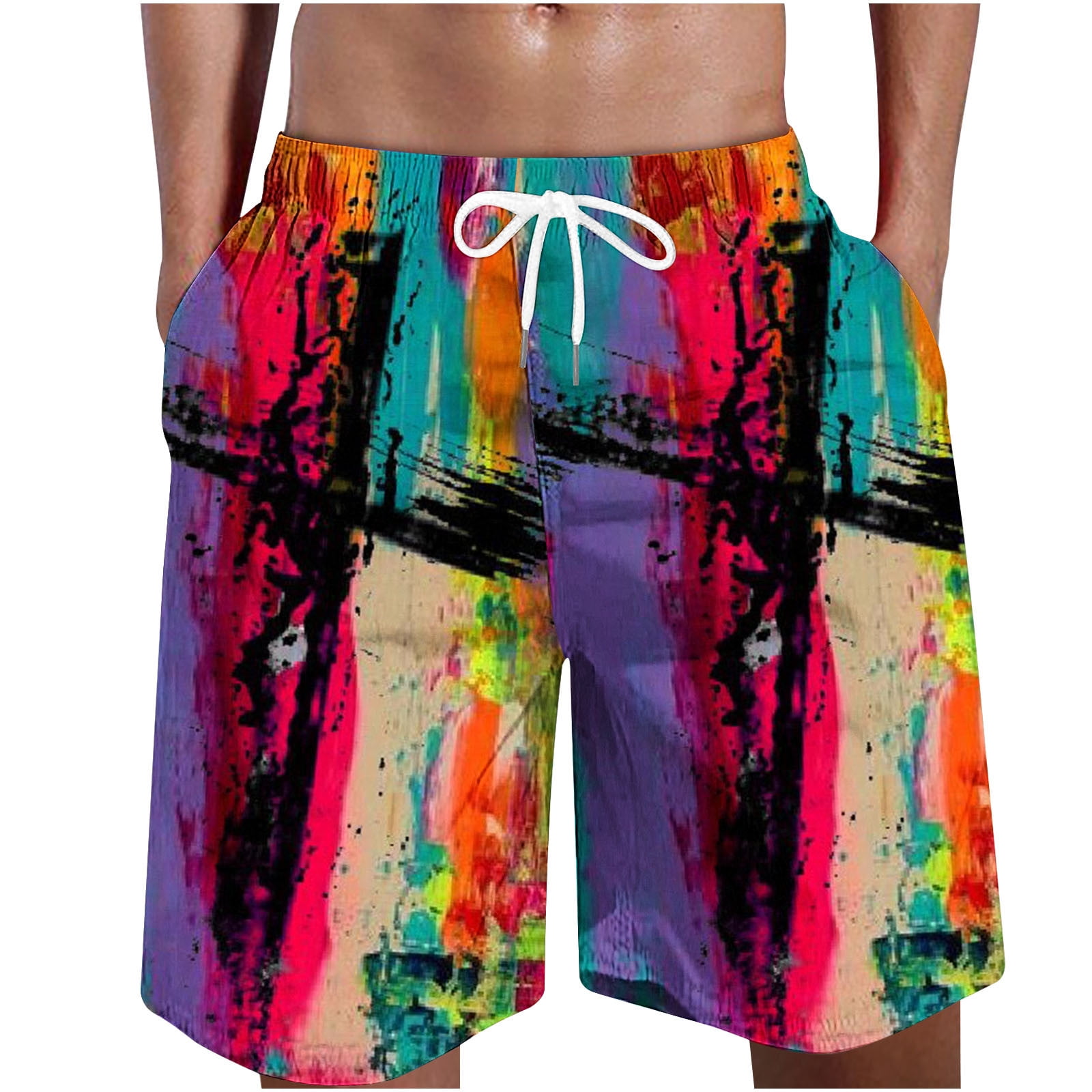 Cllios Mens Short Swim Trunks Big And Tall Jesus Cross Graphic Print