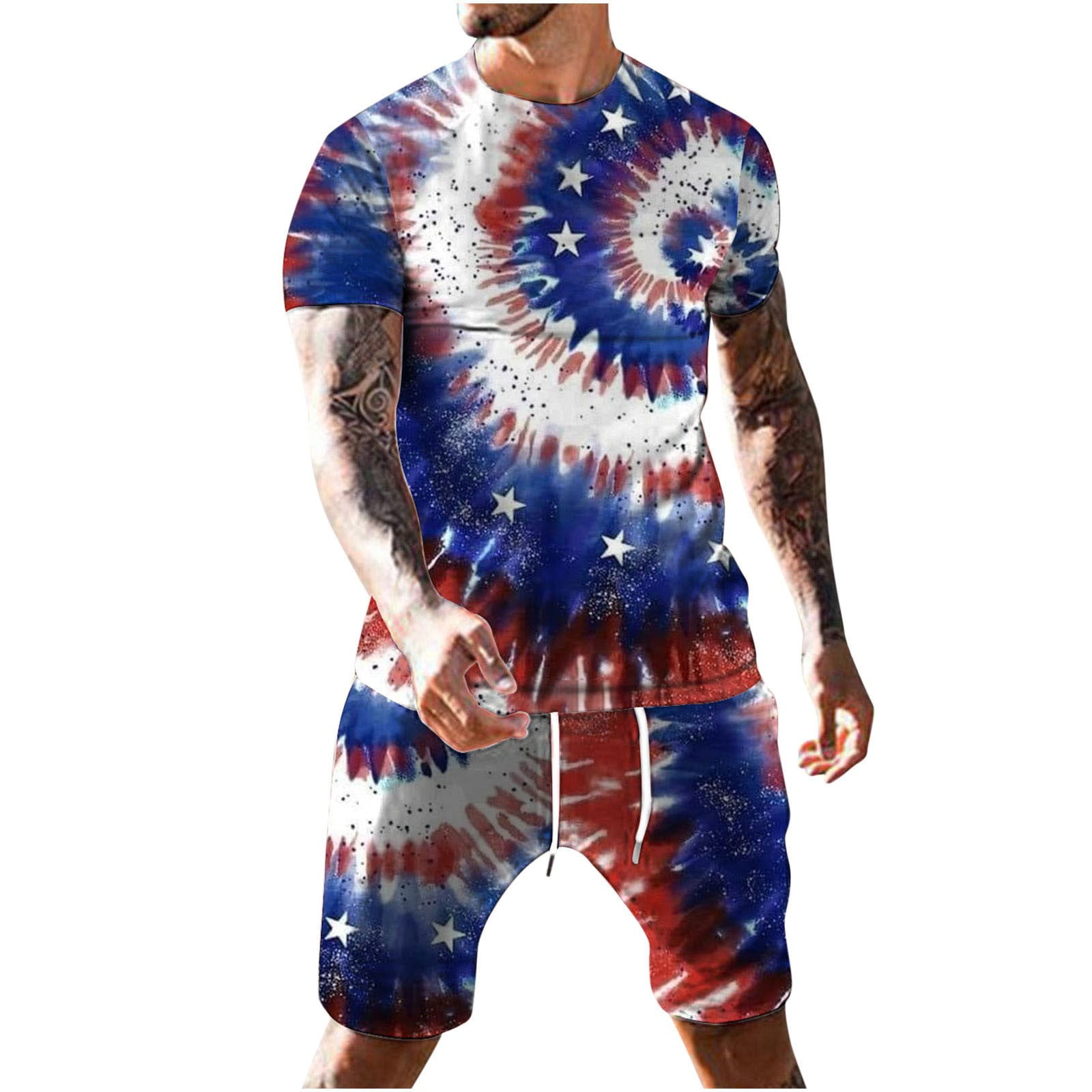 Cllios Mens Shorts Sets 2 Piece Outfits 4th Of July Graphic Tee Shirt