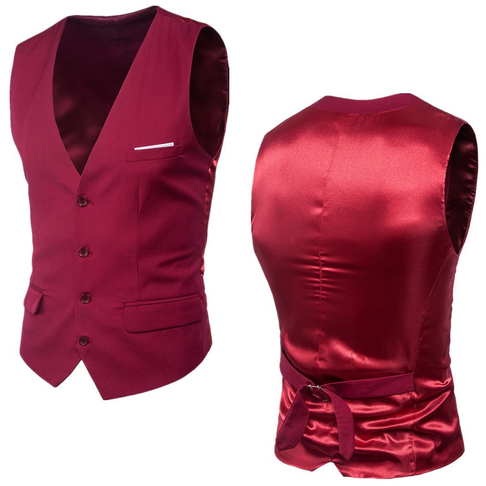 cllios Mens Suit Vest Casual Business Slim Fit Solid V-Neck Formal ...