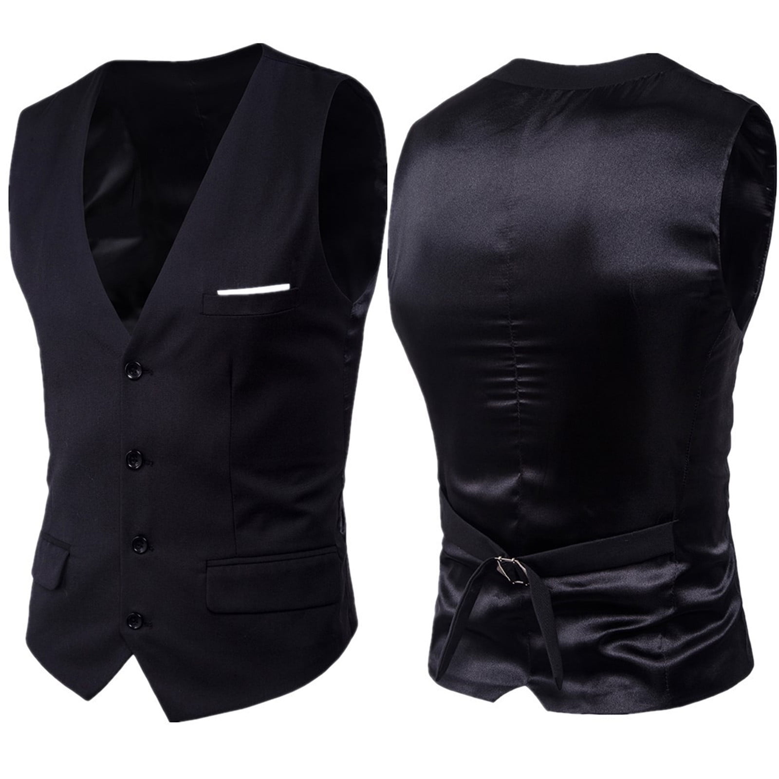 cllios Mens Suit Vest Casual Business Slim Fit Solid V-Neck Formal ...