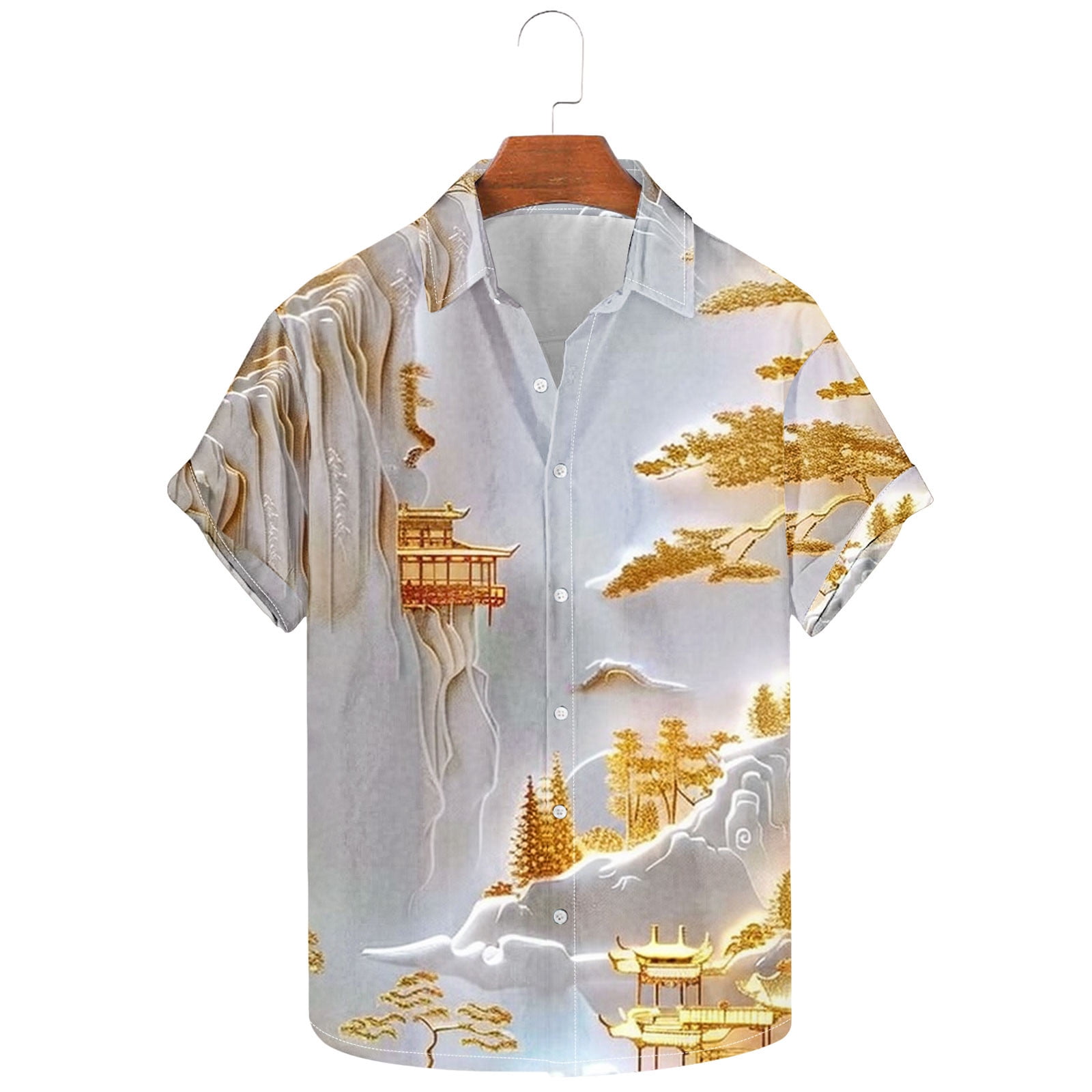 cllios Mens Summer Shirts Short Sleeve Beach Shirts Retro Floral Print Bowling Tee Shirts Casual ...