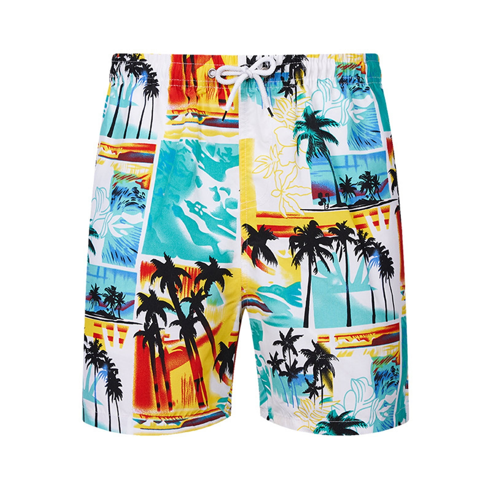 Cllios Mens Swim Shorts Lightweight Slim Fit Swimming Trunks Palm Tree