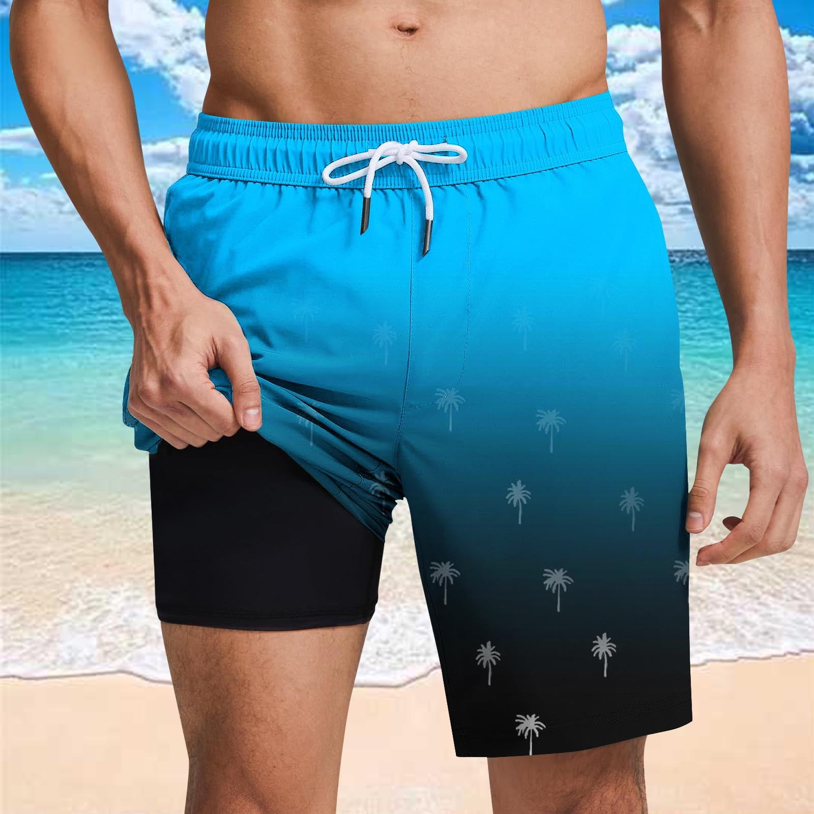 cllios Mens Swim Trunks with Compression Lining Quick Dry Bathing Suits ...