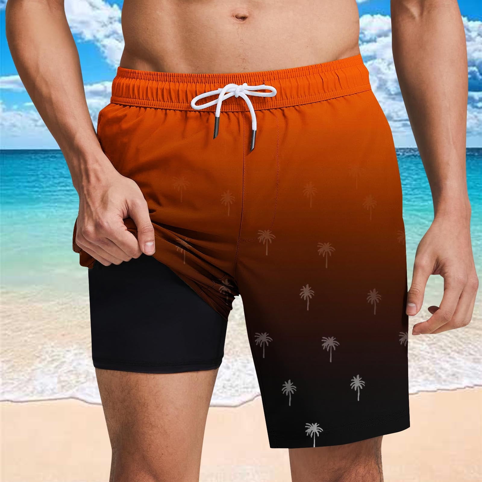 cllios Mens Swim Trunks with Compression Lining Quick Dry Bathing Suits ...