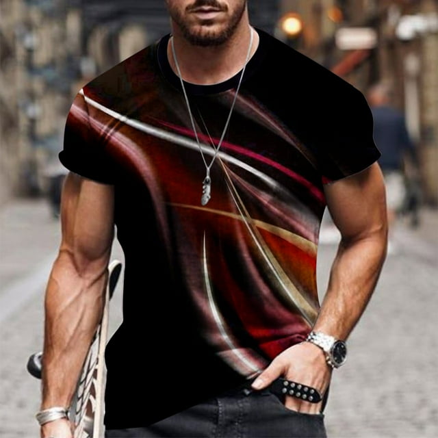 cllios Mens T-Shirts 3D Optical Illusion Graphic Tee Casual Crew Neck Pullover Shirt Long Sleeve ...