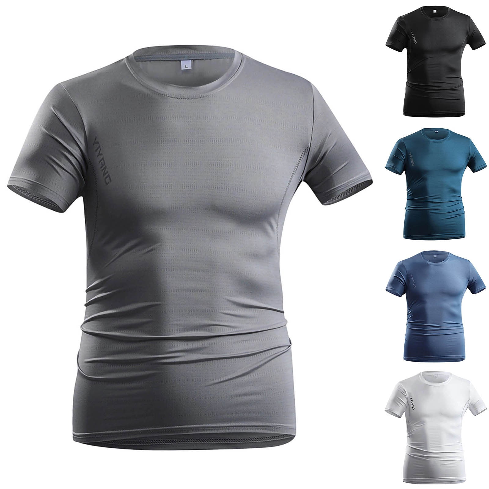 cllios Mens T-Shirts Fitness Quick Dry Short Sleeve Muscle Shirts ...