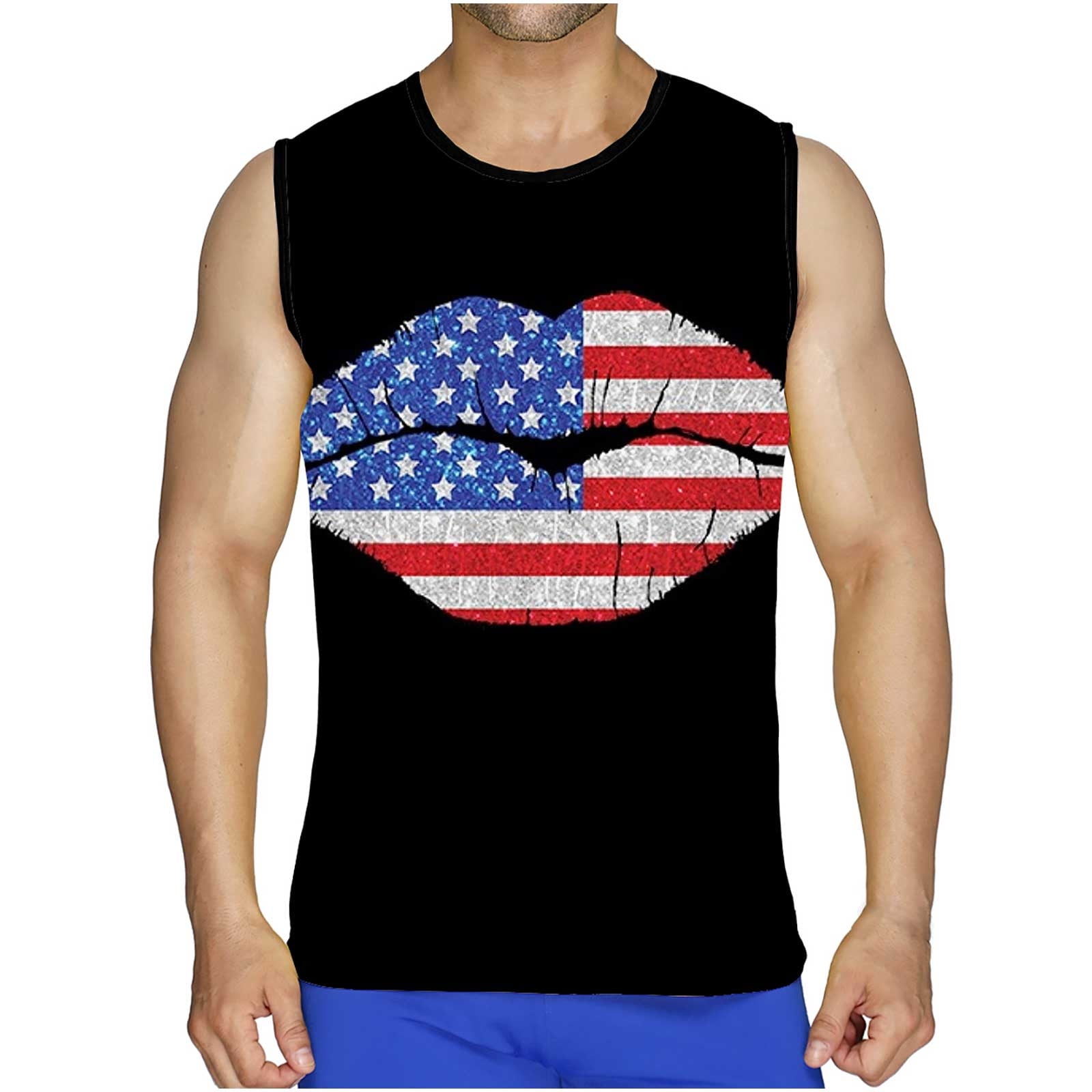 cllios Mens Tank Tops Independence Day 4th of July Sleeveless Tanks Slim Fit Crewneck Workout ...