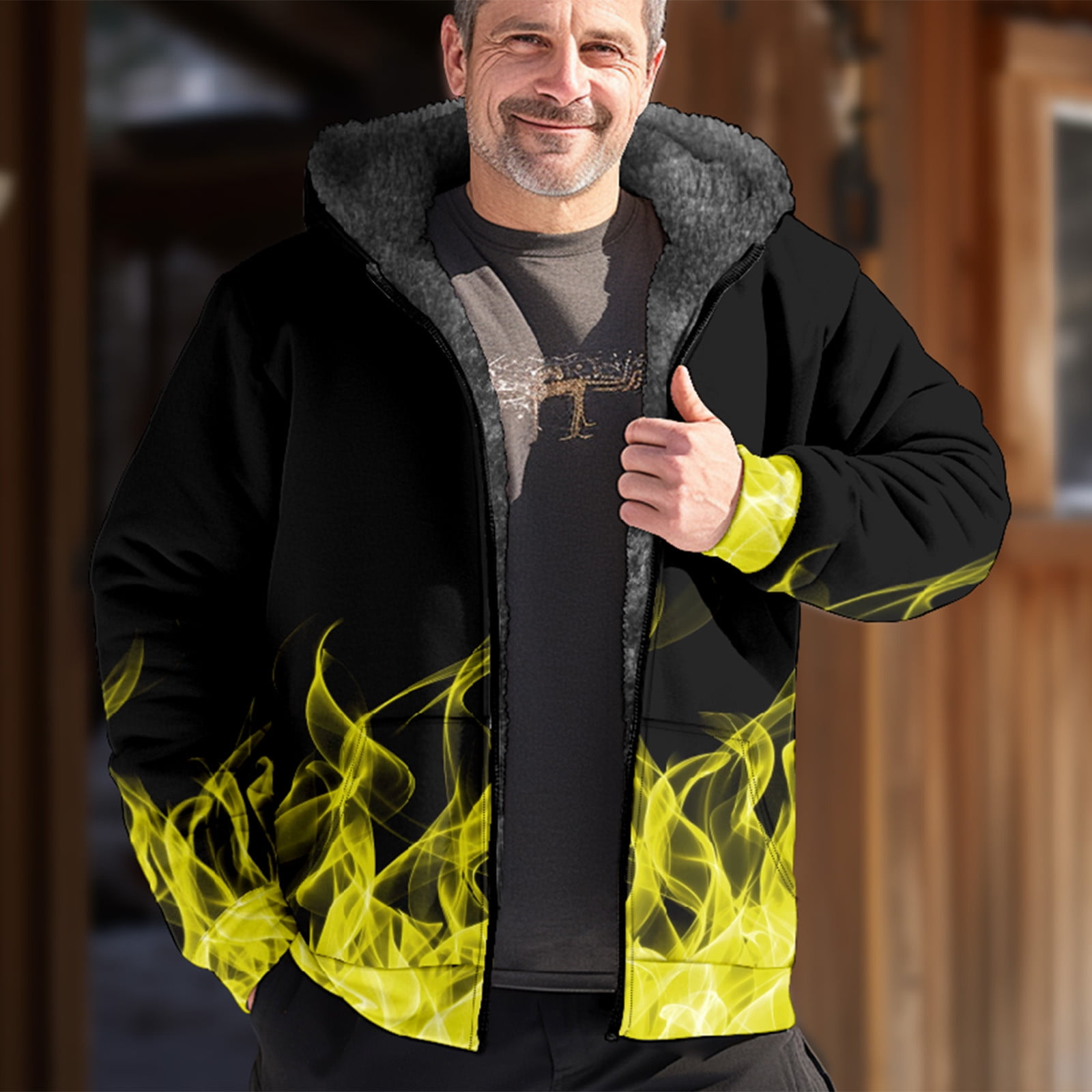 cllios Oversized Sherpa Lined Fleece Jackets for Men Full Zip Hoodie ...