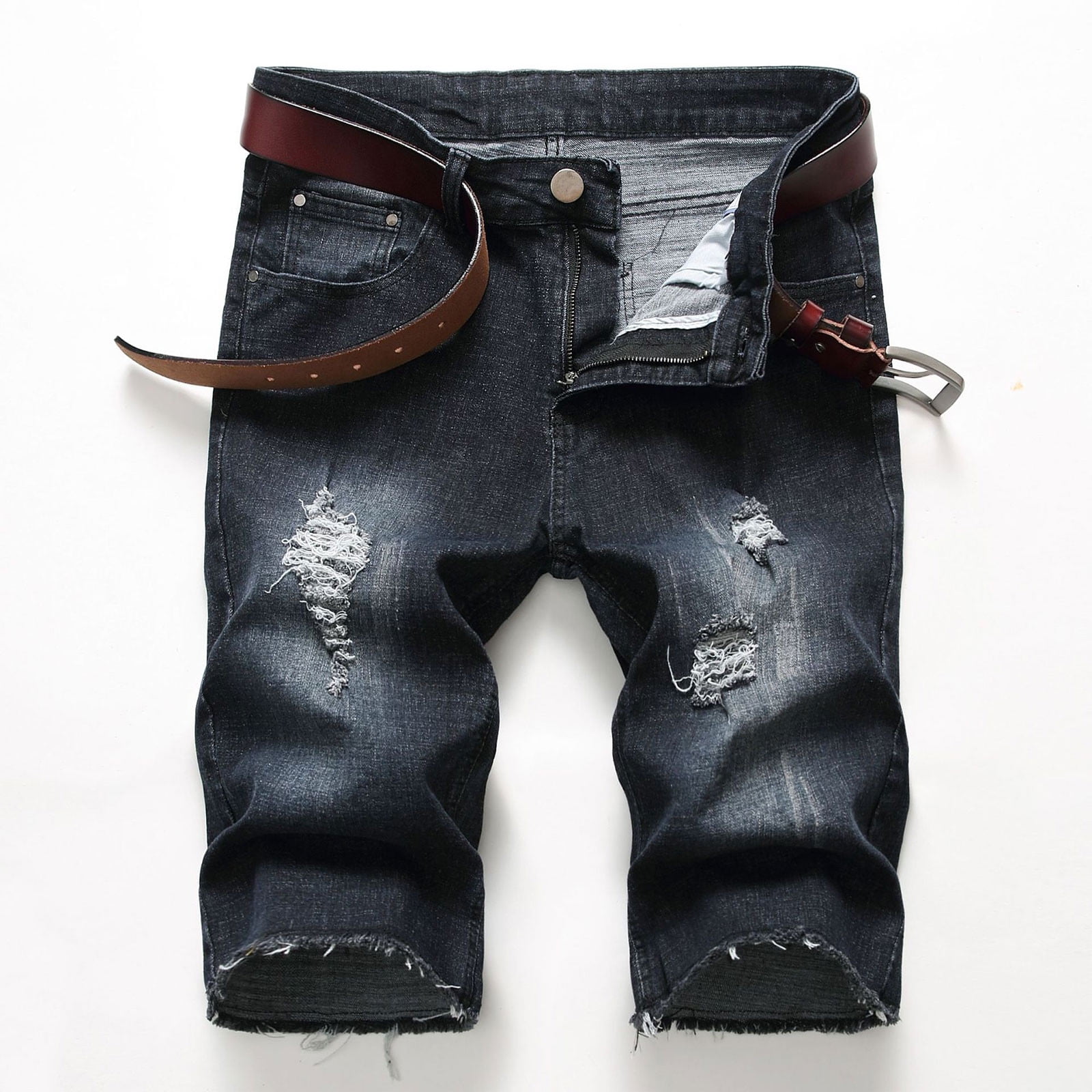 cllios Prime Clearance Mens Denim Shorts Big and Tall, Zipper Elastic ...