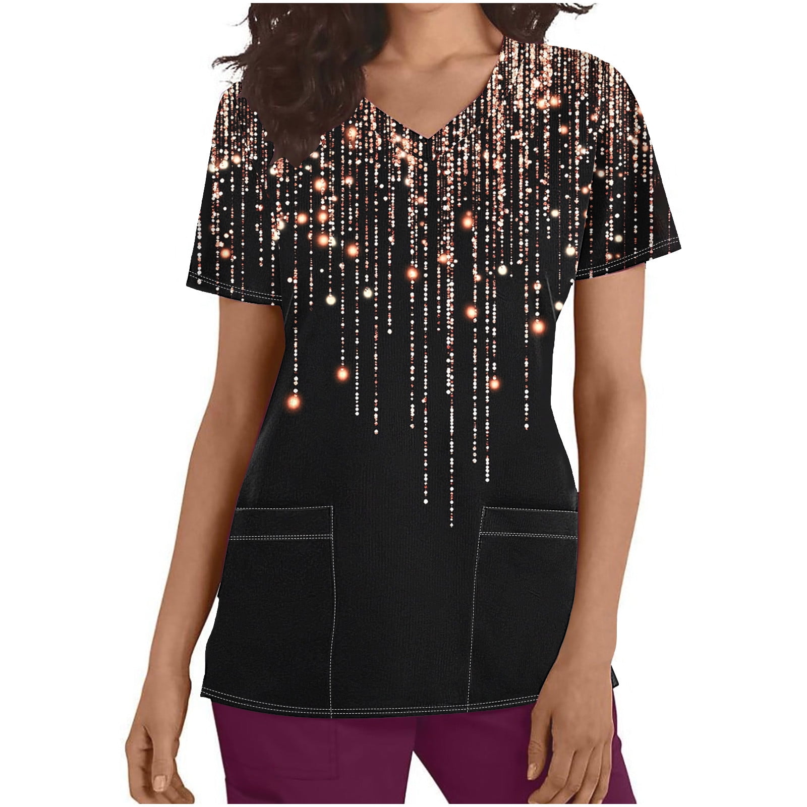 cllios Scrubs for Women St Patricks Day Irish Shamrock Printed V-Neck ...