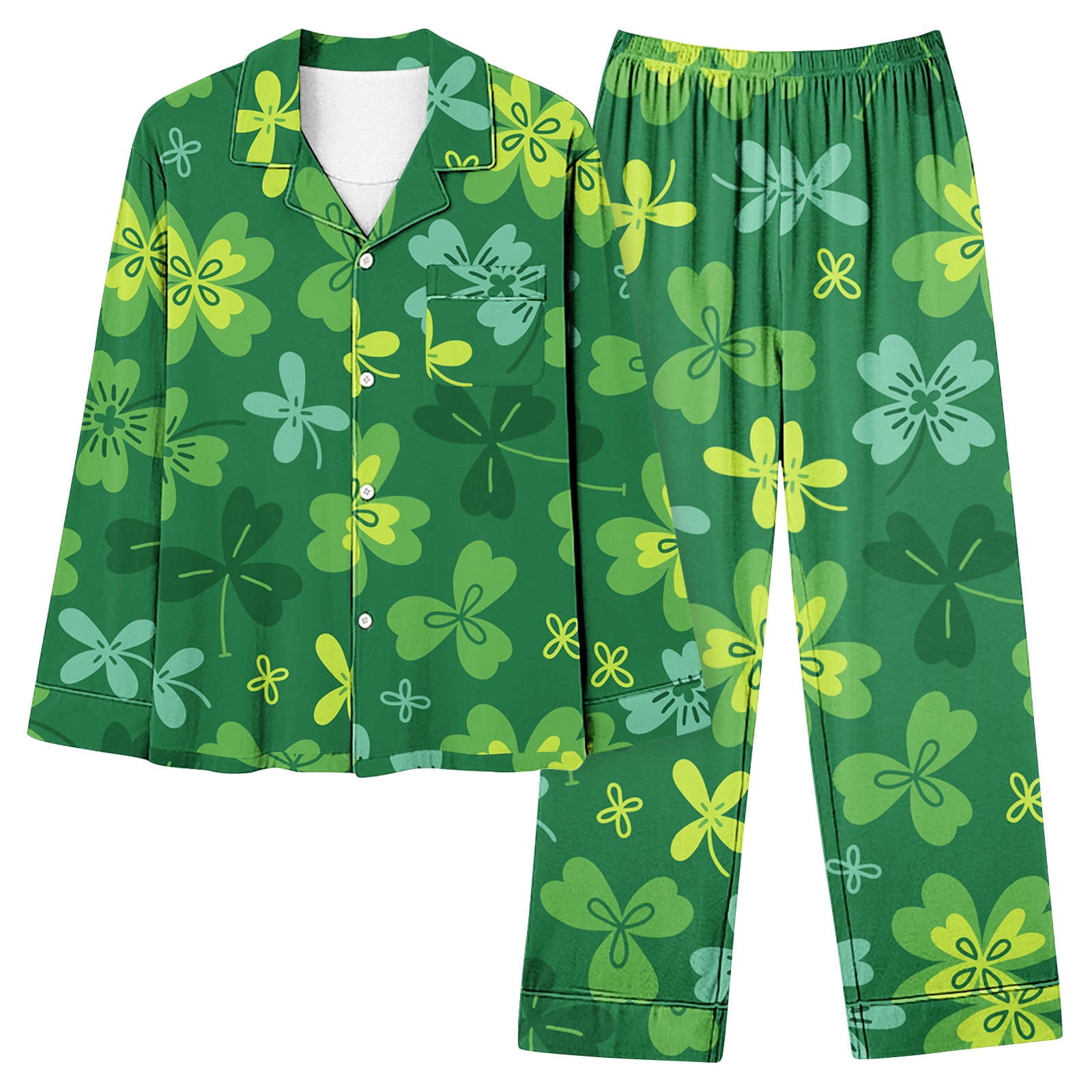 cllios St Paddy Day Womens Pajamas Sets Lucky Long Sleeve Loungwear ...