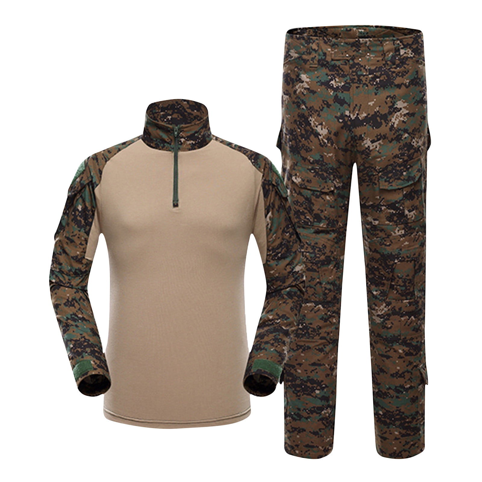 cllios Tactical Sweatsuits for Men 2 Piece Camo Outfits Quarter Zipper ...