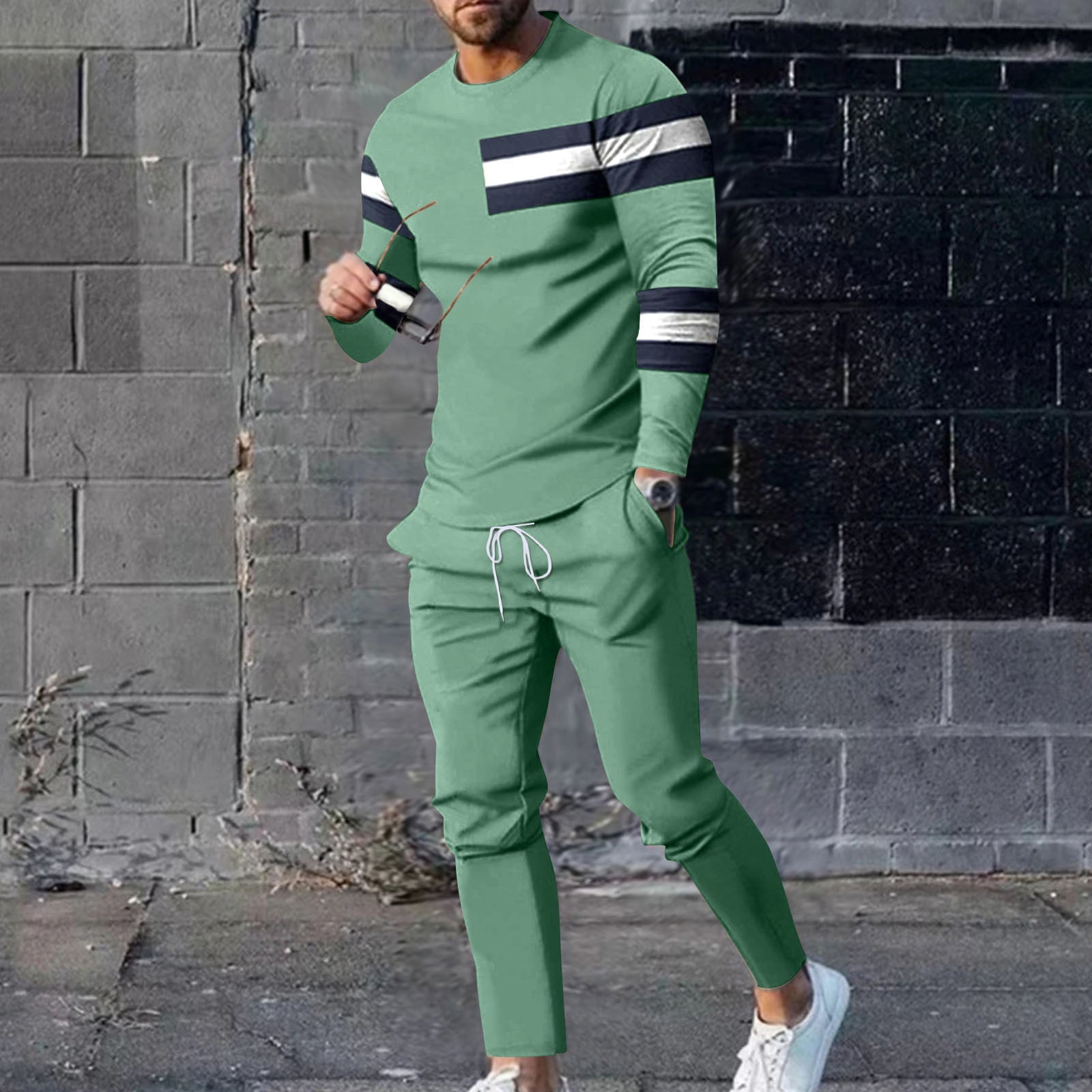 cllios Tracksuit for Men 2 Piece Long Sleeve Tshirts and Pants Matching ...