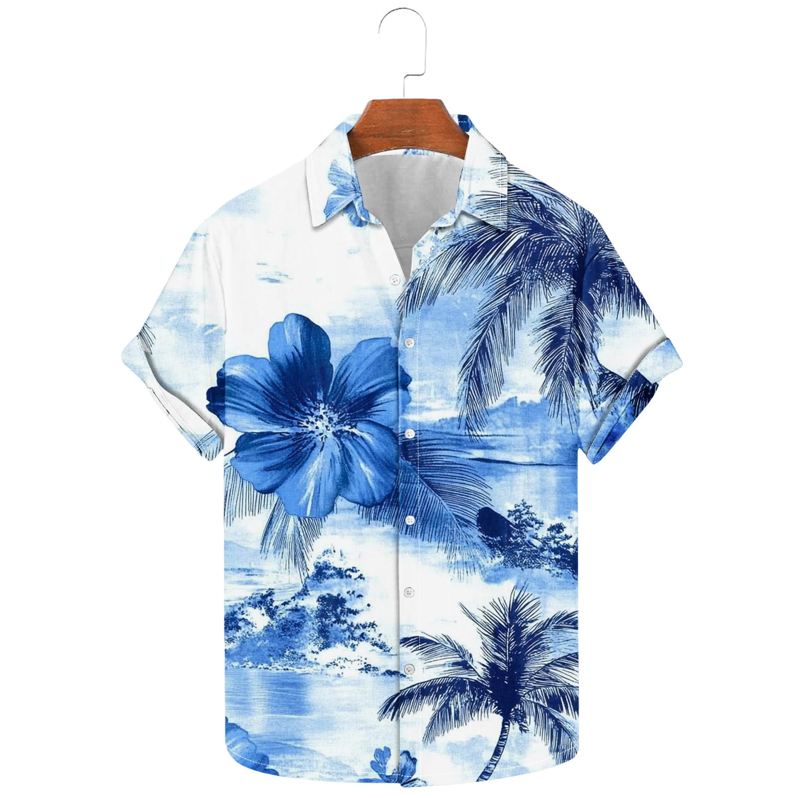 cllios Tropical Shirts for Men Floral Printed Hawaiian Shirt Regular ...