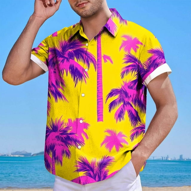 cllios Tropical Shirts for Men Short Sleeve Summer Beach Tshirts Funny Vacation Tropical Beach ...