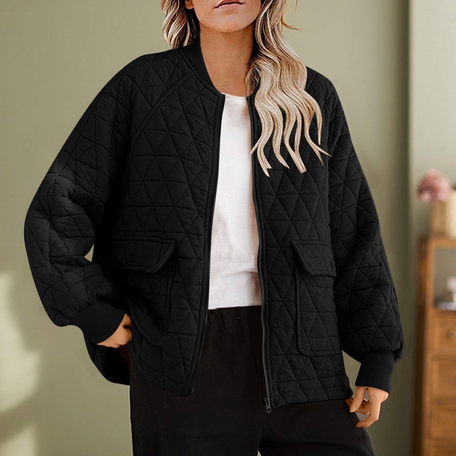 cllios Women 2024 Quilted Barn Jackets Long Sleeve Puffer Jackets Coats ...