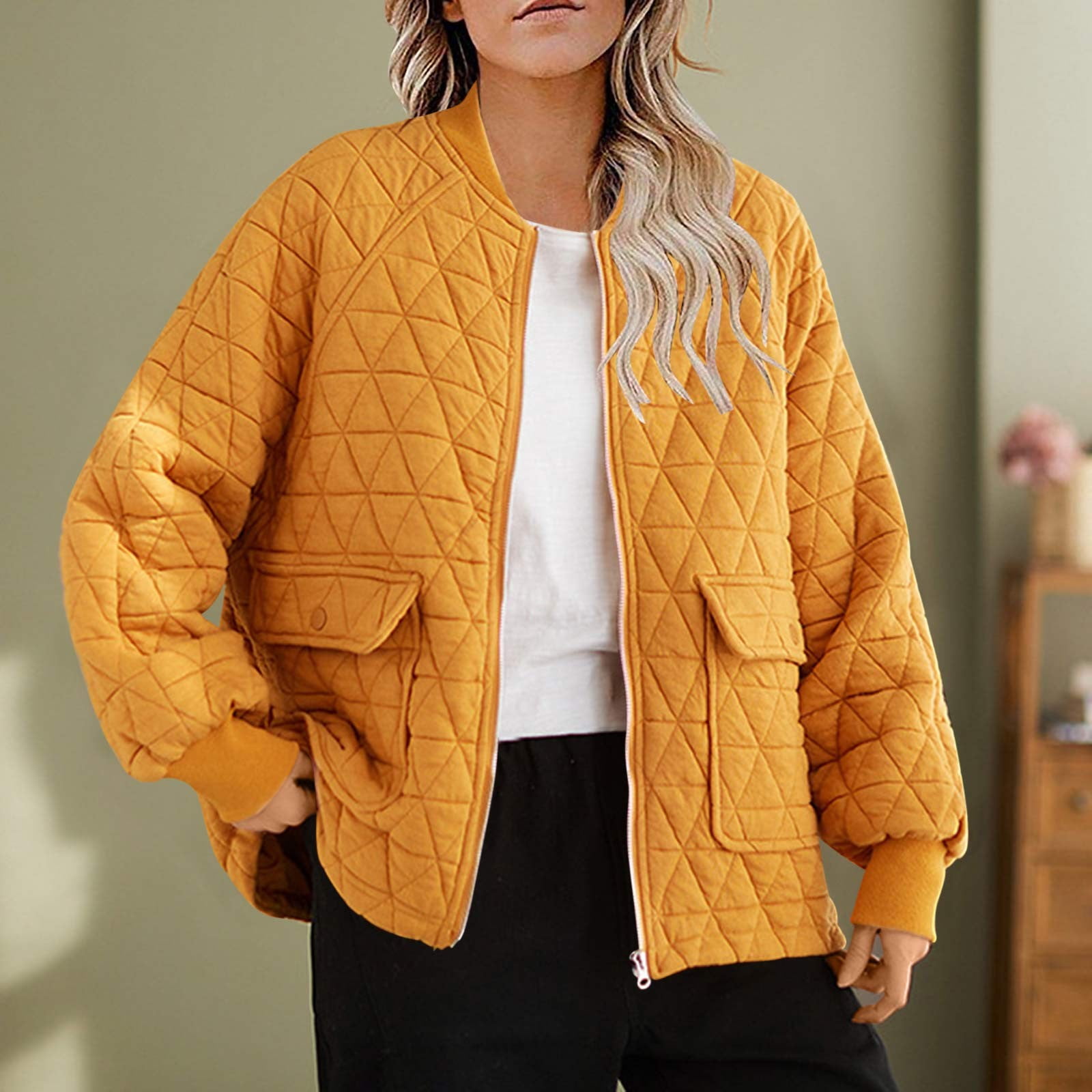 cllios Women 2024 Quilted Barn Jackets Long Sleeve Puffer Jackets Coats ...