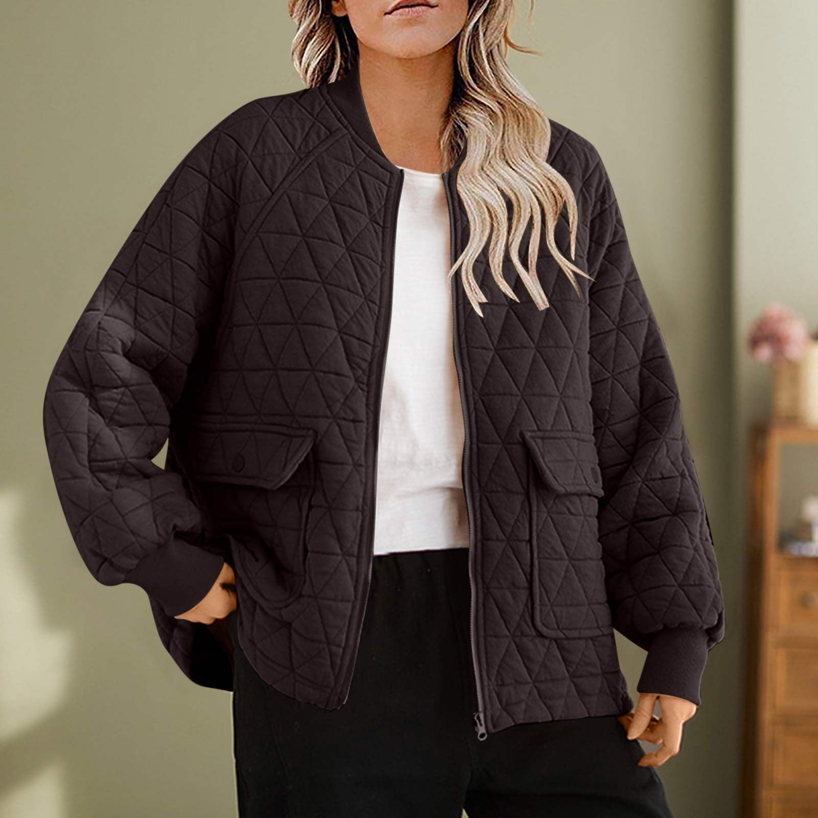 cllios Women 2024 Quilted Barn Jackets Long Sleeve Puffer Jackets Coats ...