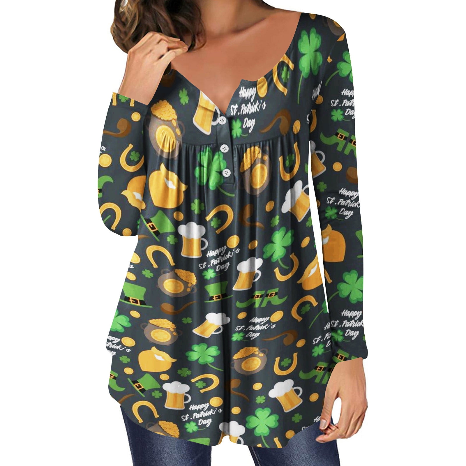 Cllios Women Tops Clearance 2024 Womens St Patricks Day Shirts Plus