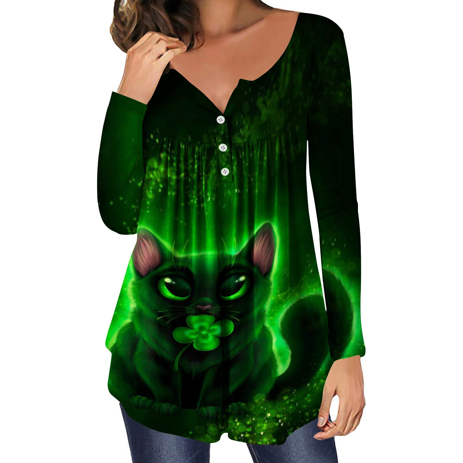Cllios Women Tops Clearance 2024 Womens St Patricks Day Shirts Plus