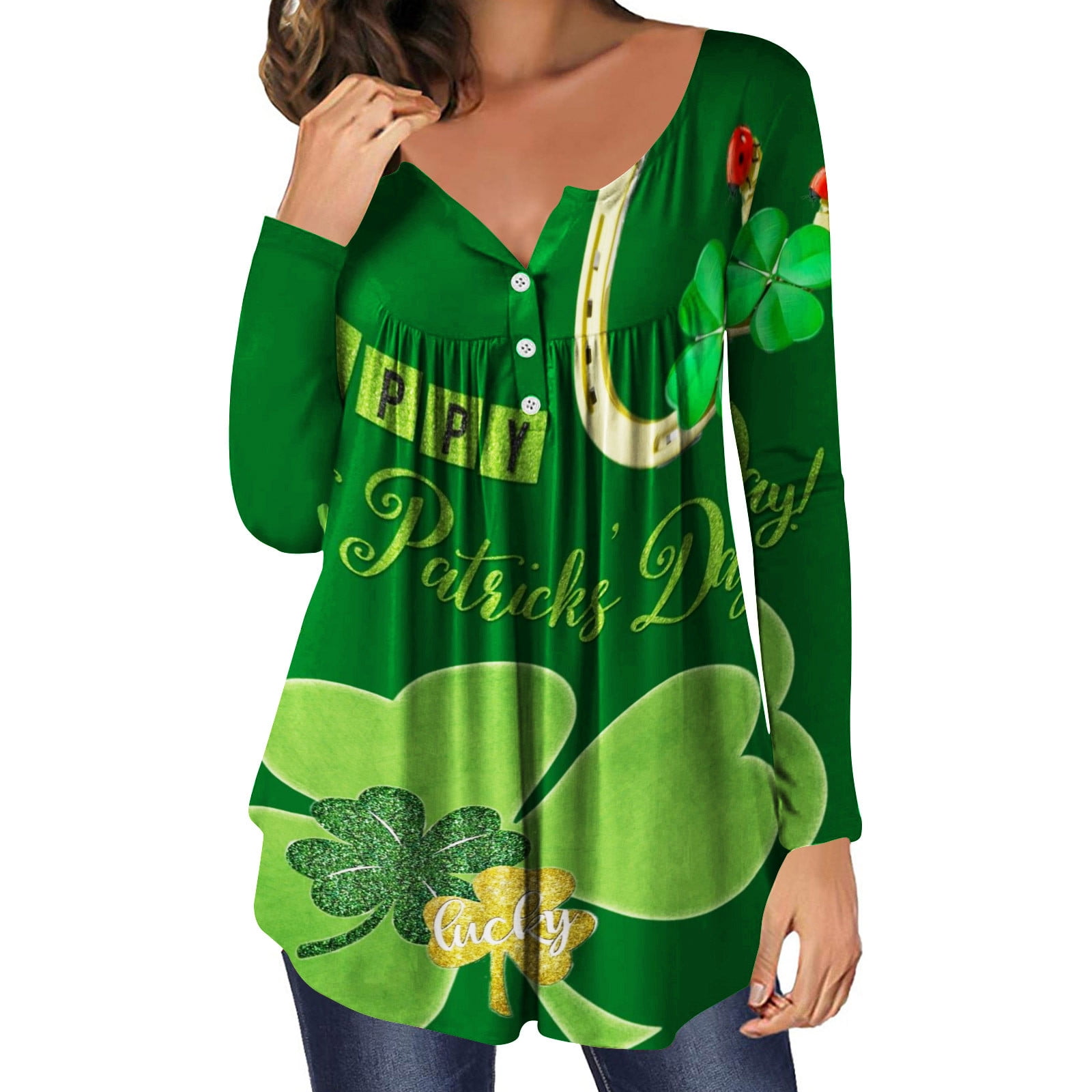 Cllios Women Tops Clearance 2024 Womens St Patricks Day Shirts Plus