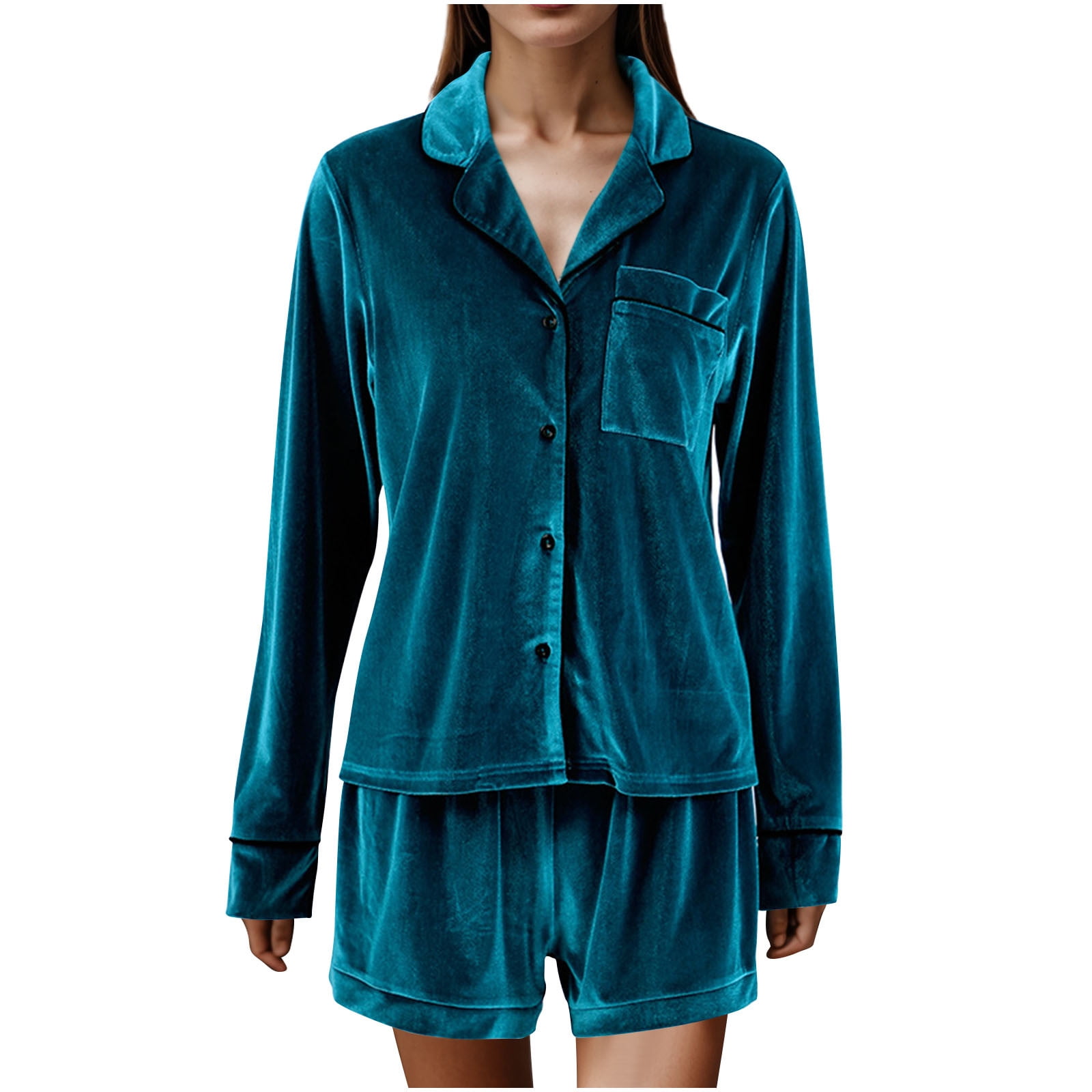 cllios Womens Long Sleeve Pajama Sets,Velvet Pajama for Women Set ...