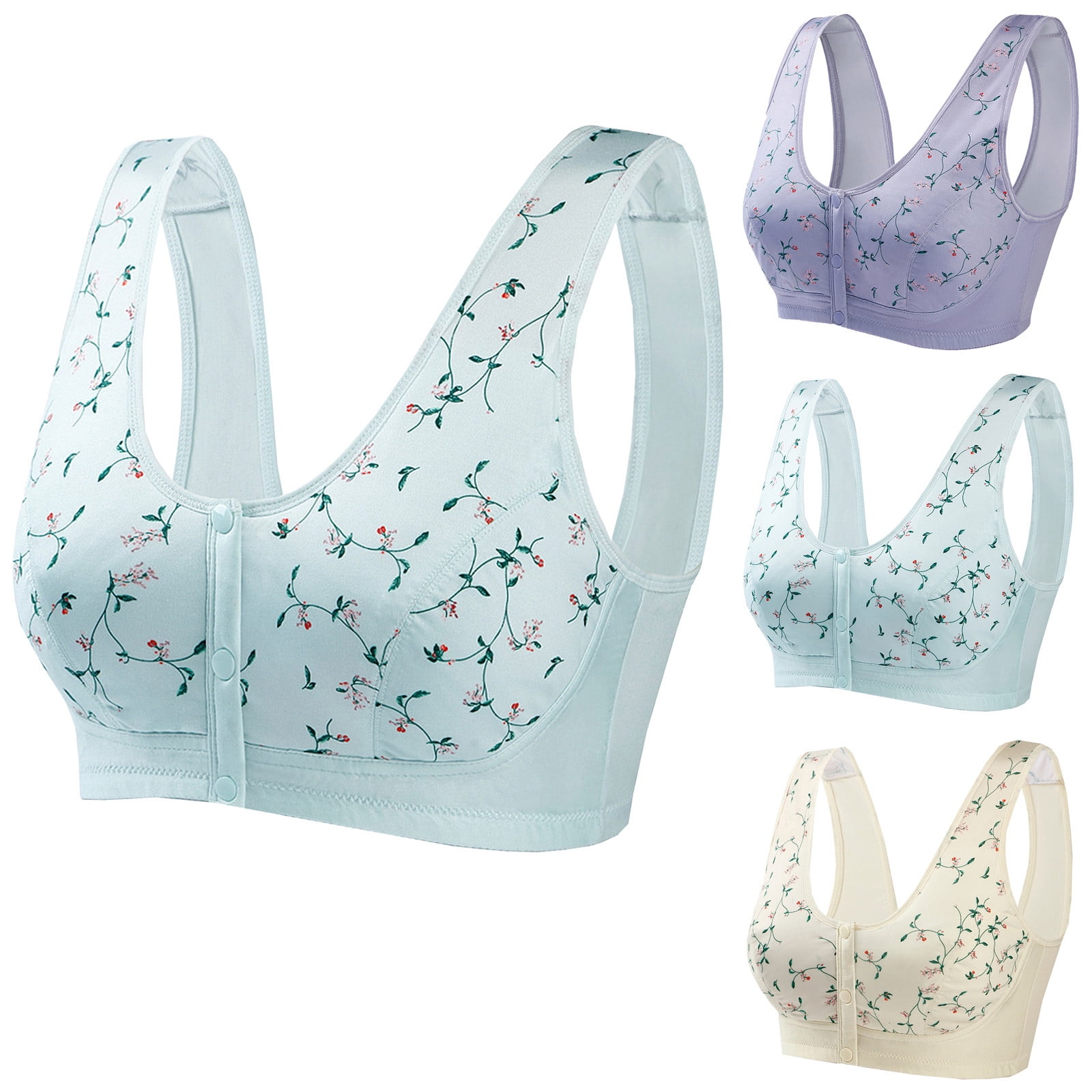 cllios Womens Seamless Bras Wirefree Front Snaps Bralettes Full Figure ...