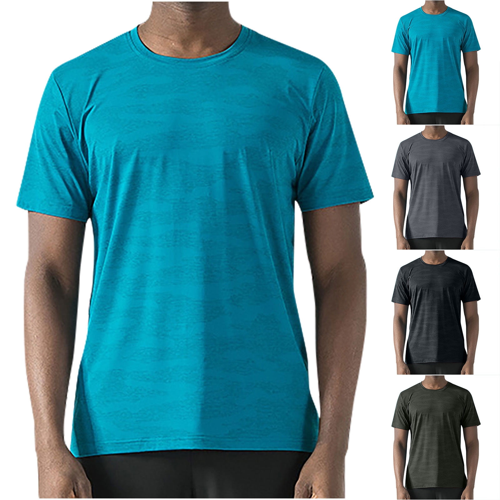 cllios Workout Shirts for Men Summer Solid Color Quick Dry Moisture ...