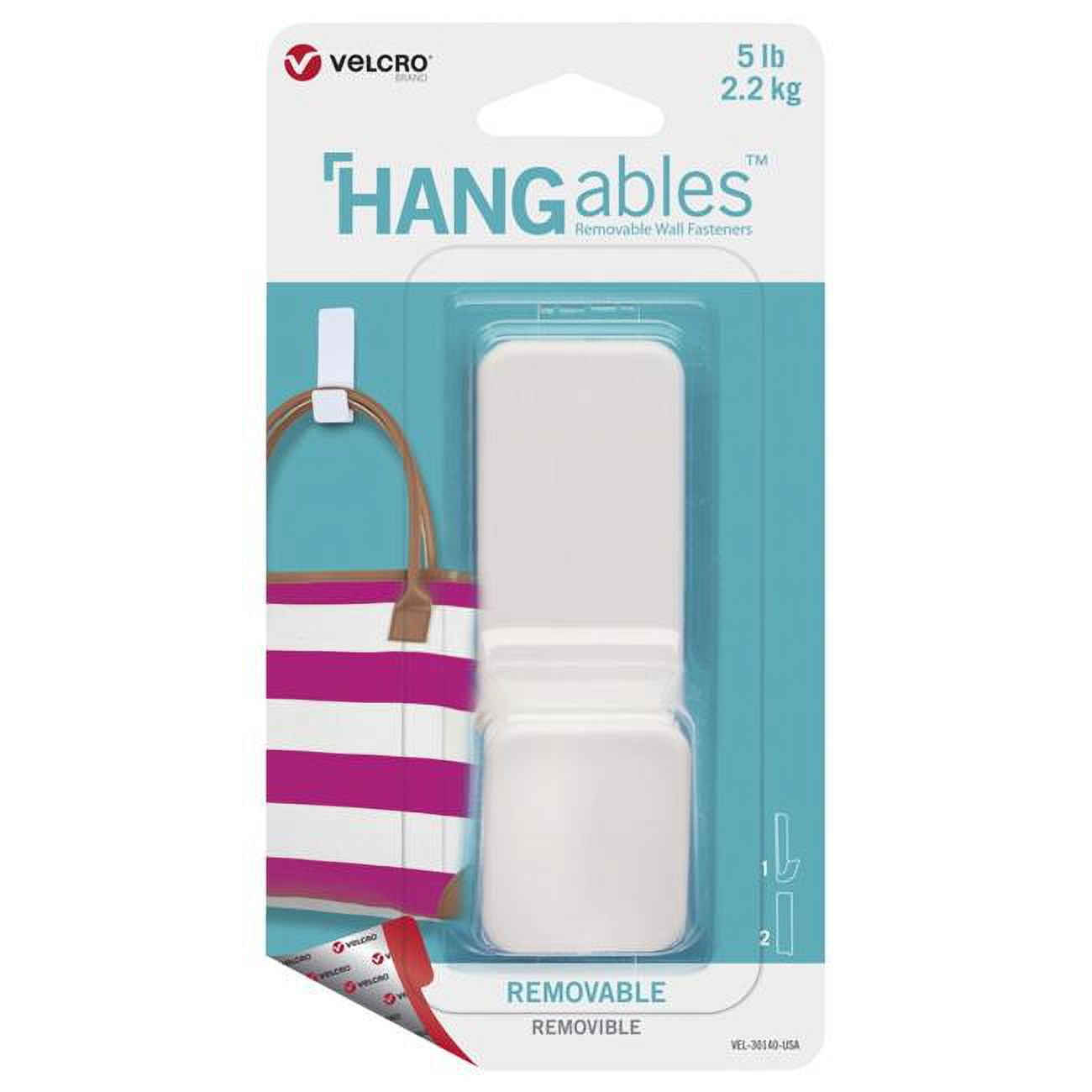 cloth hook and eye Brand HanGables Removable Large Hook, White - 5 lbs ...