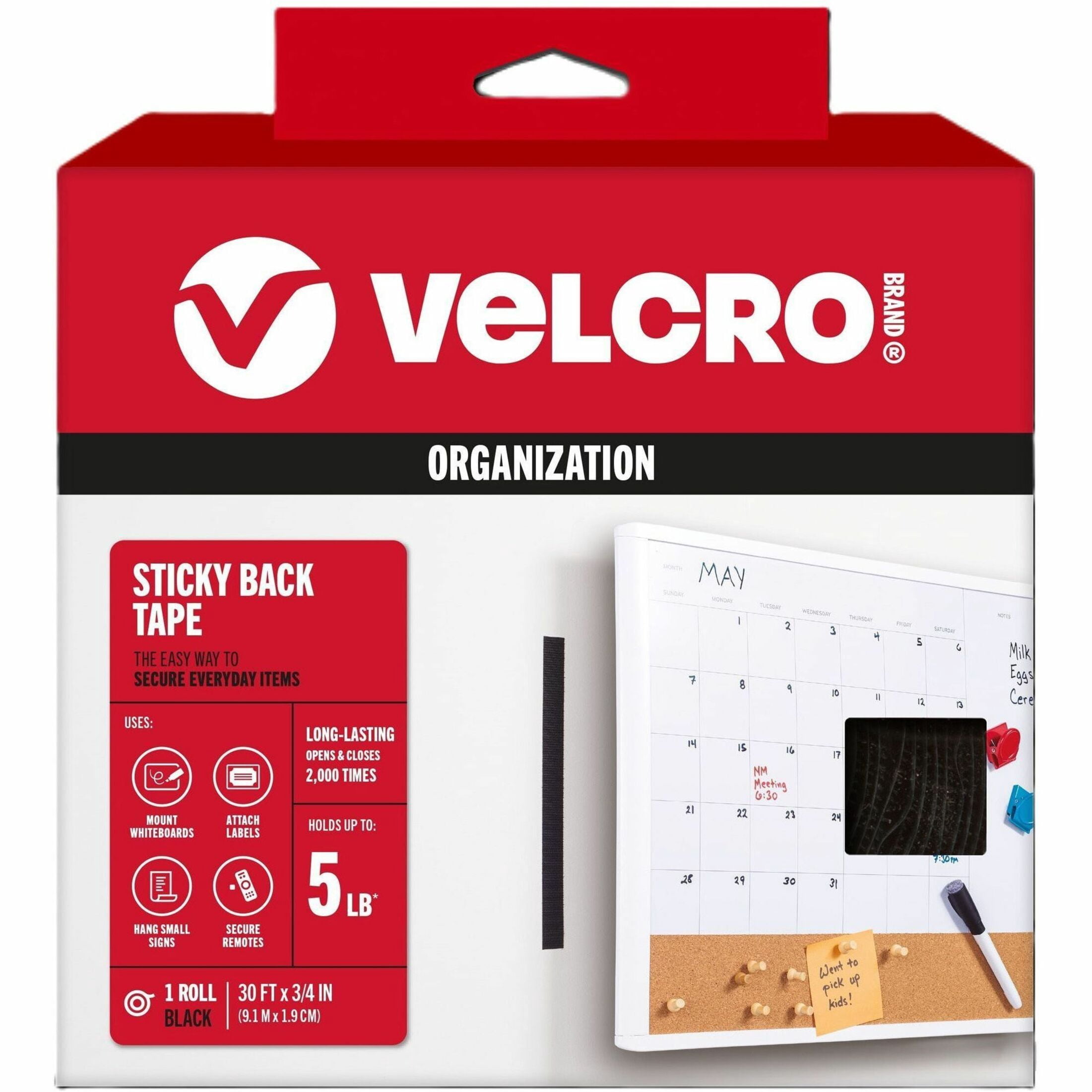 VELCRO Brand Sticky Back Tape, 30ft x 3/4in Roll, Black - Walmart.com
