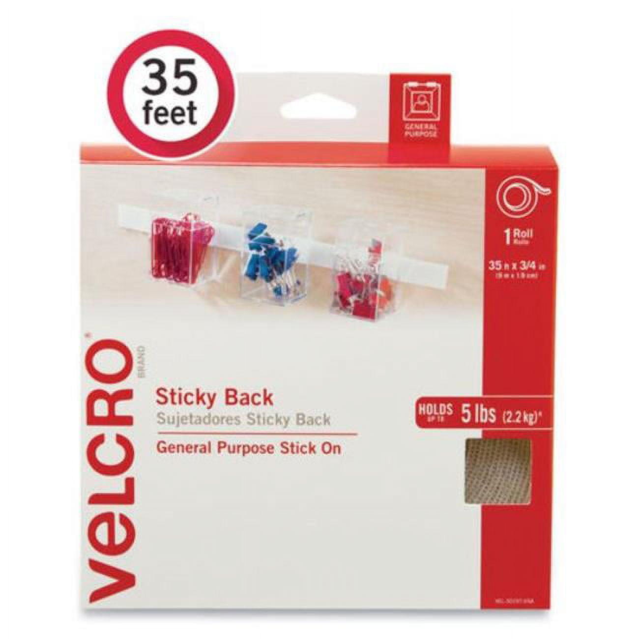 cloth hook and eye VEK301970.75 in. x 35 ft. Sticky-Back Hook & Loop ...