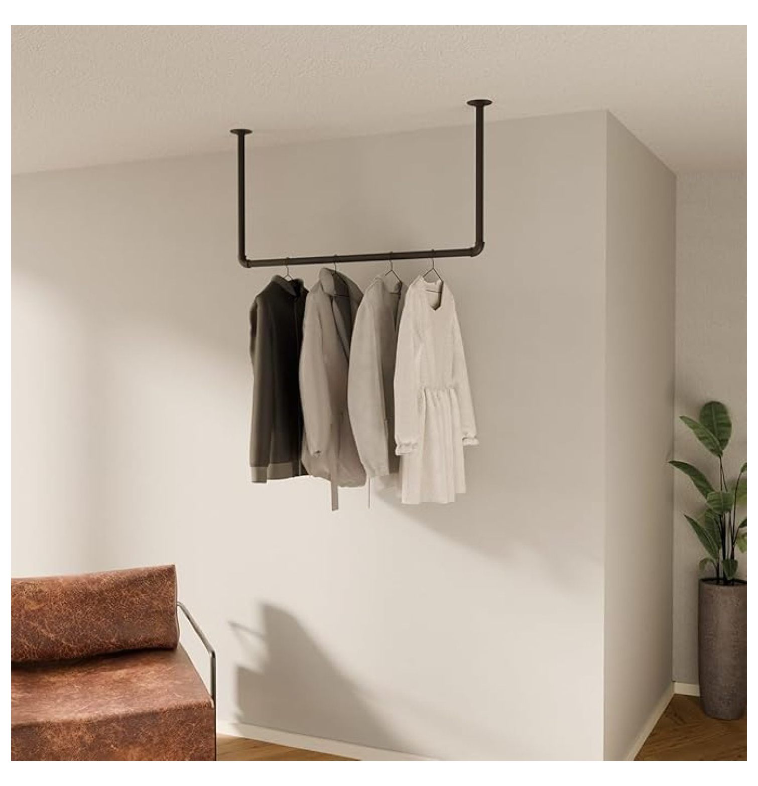 clothes rail industrial loft design - HANG LOW - clothing rack for walk ...