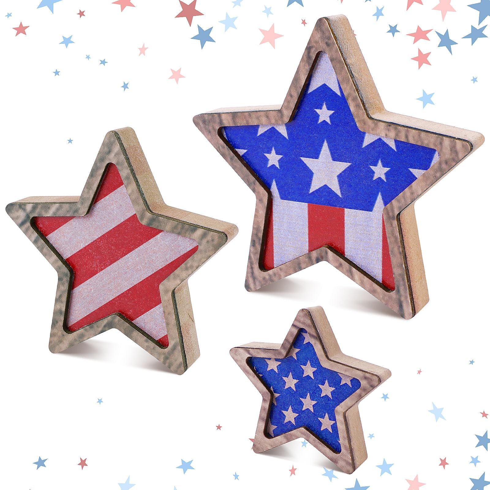 clothmile Patriotic Star Wooden Tabletop Decorations Kits 4th of July ...