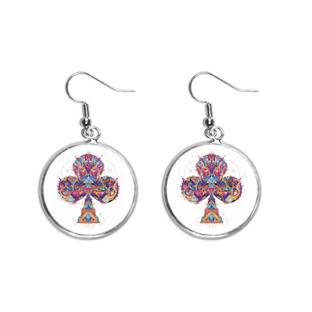 club playing cards geometric pattern ear dangle silver drop ear jewelry ...