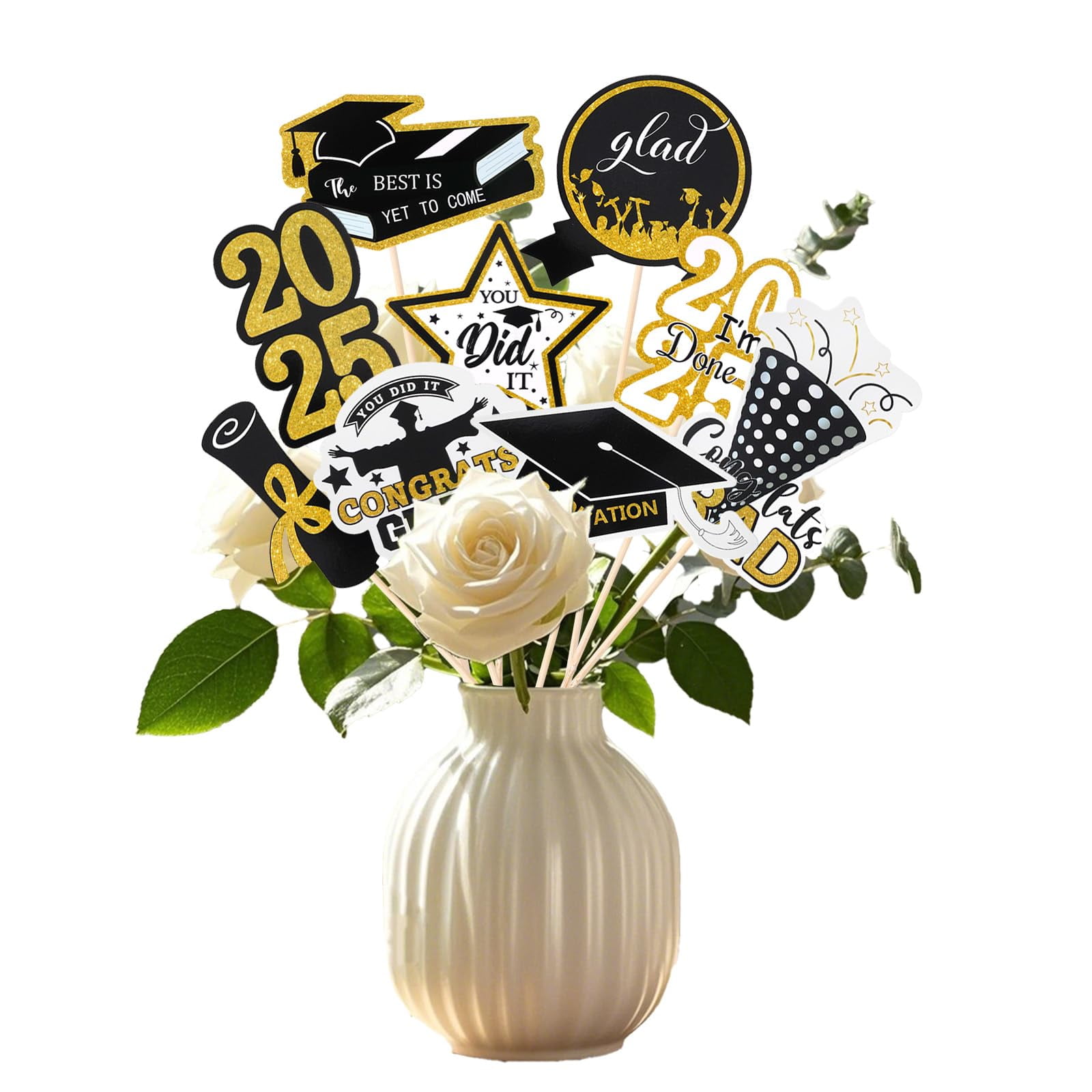 cnomg 36 Pcs 2025 DHF10 Graduation Decorations Grad Centerpiece Sticks ...