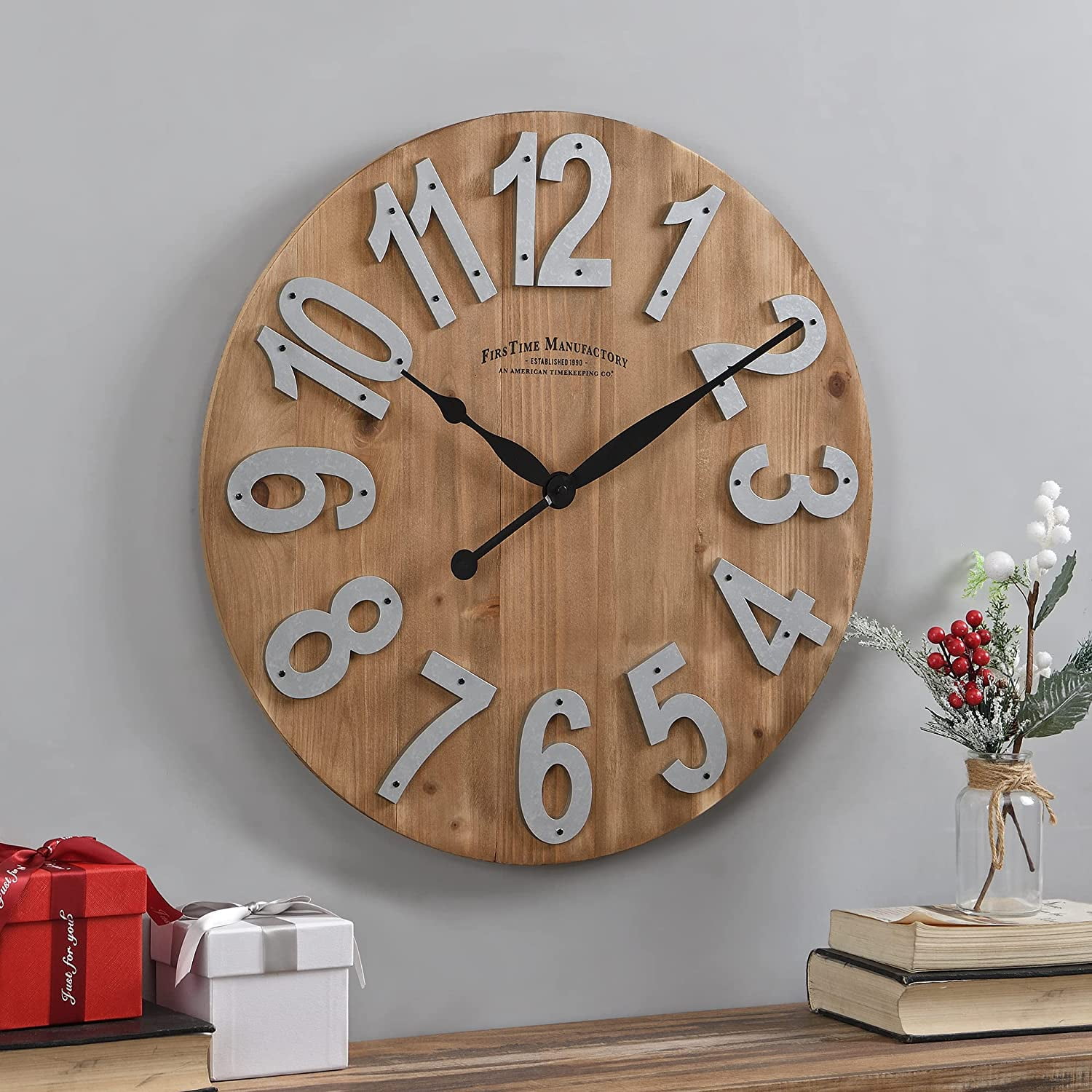 co. slat wood wall clock, 22.5", tan,243 - Walmart.com