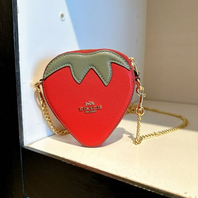 Free Shipping! coach CI182 Strawberry Coin Case IN Electric Red Multi ...