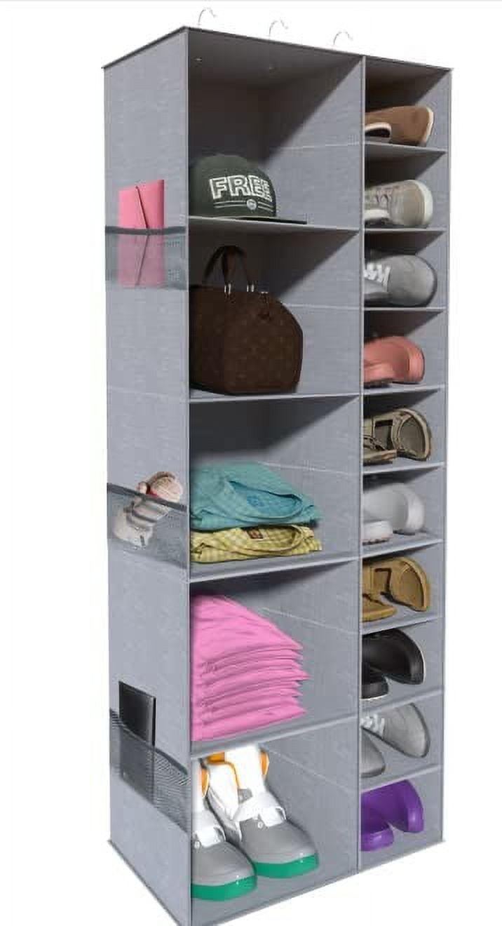 coastal rose Hanging Shoe Closet Storage Organizer 15 Sections Closet ...