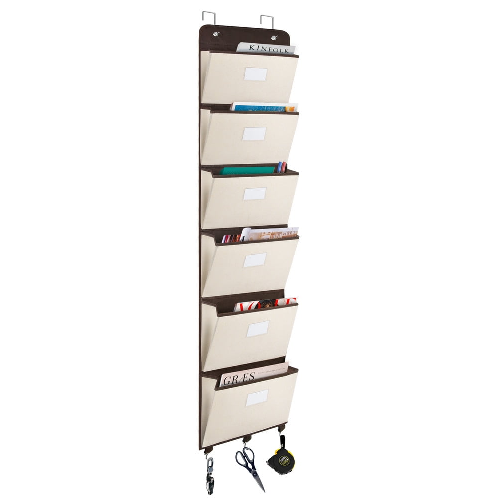 coastal rose Over The Door File Organizer, 6 Pockets Mail Organizer ...