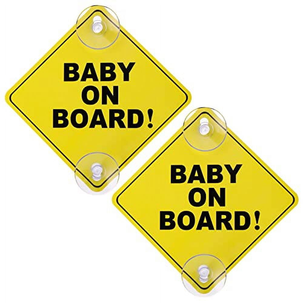 cobee Baby on Board Signs with Double Suction Cups, 2pcs 5"x5" Reusable ...