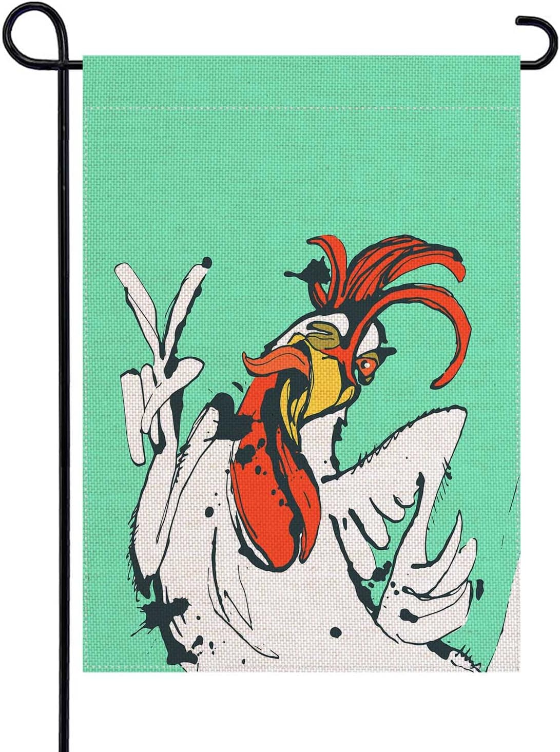 cock Small Garden Flag for Outside cartoon Funny chicken showing ...