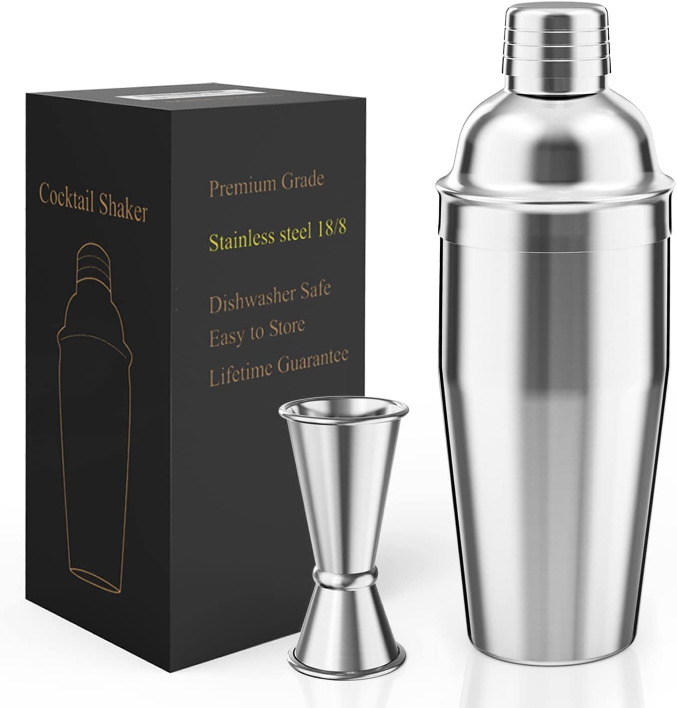 cocktail shaker with double measuring jigger,professional stainless ...