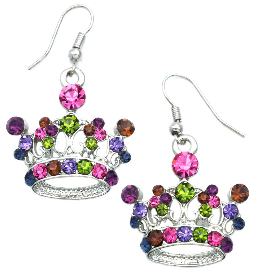 cocojewelry Queen Princess Crown Tiara Charm Hook Dangle Earrings ...
